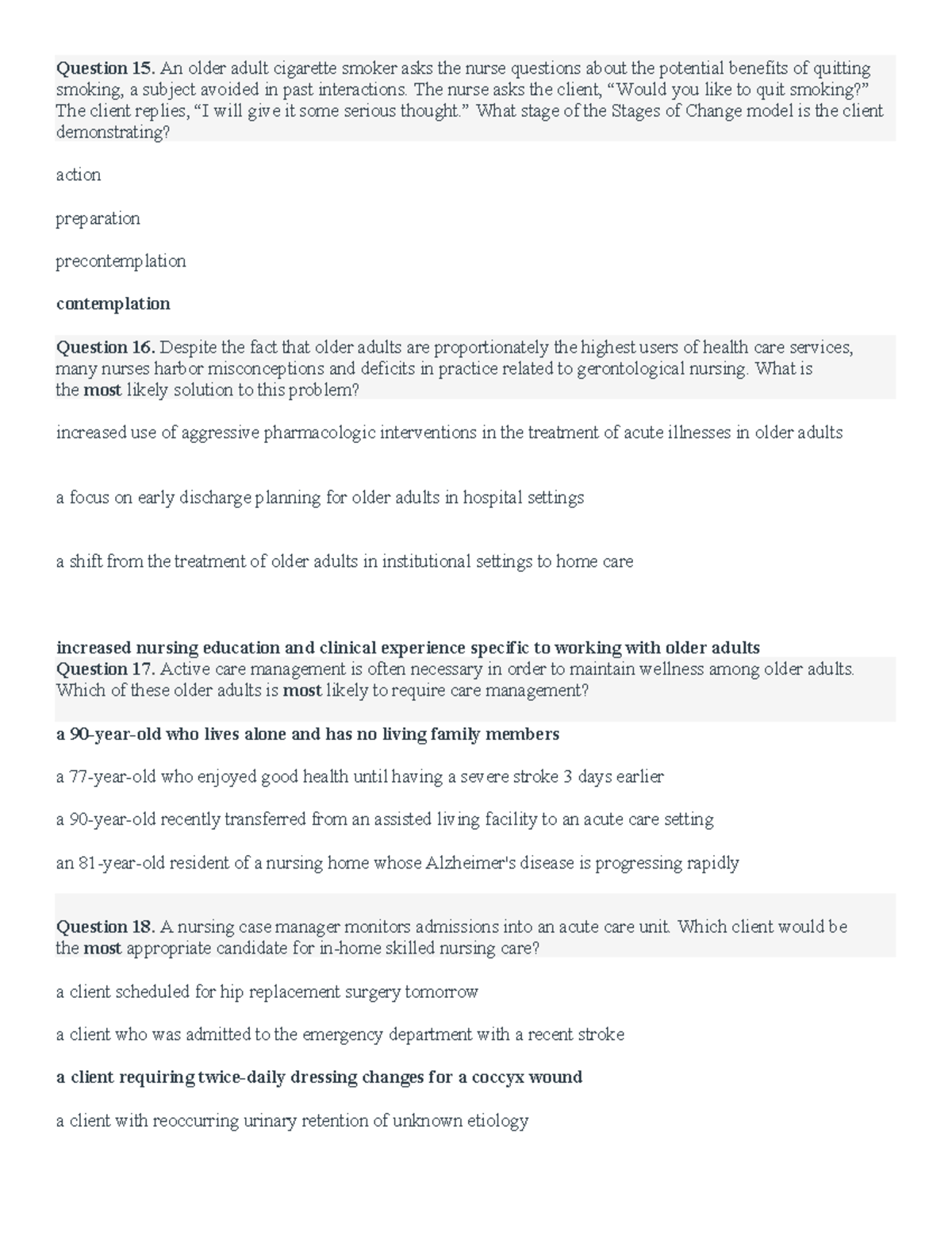 Practice Questions for NURS 3345 - Gerontological Nursing Concepts ...