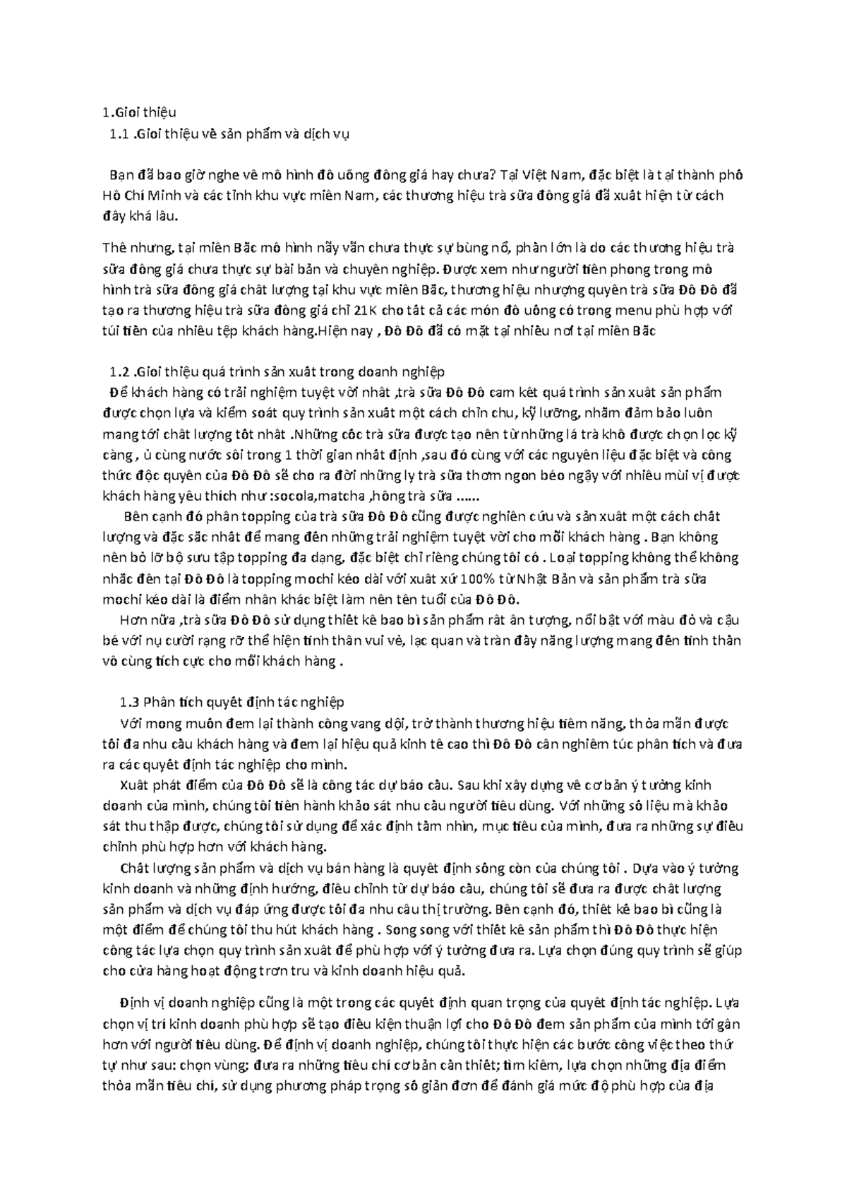 Trà sữa đô đô 1 - QTDAÁC - 1 thi uệ 1 .Gioi thi u vềề s n ph m và d ch vệ ả ẩ ị ụ B n đã bao giạ ...
