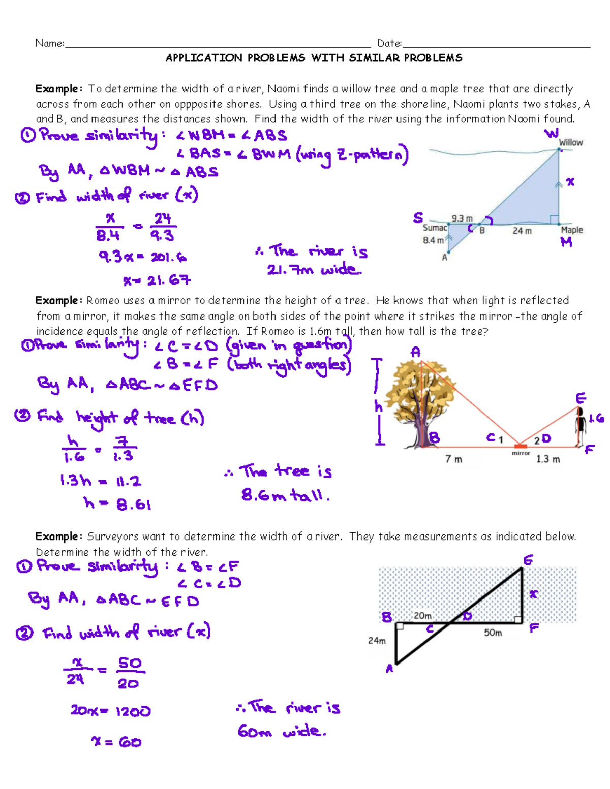 Applications of Similar Triangles: Practical Problem Solving - Studocu