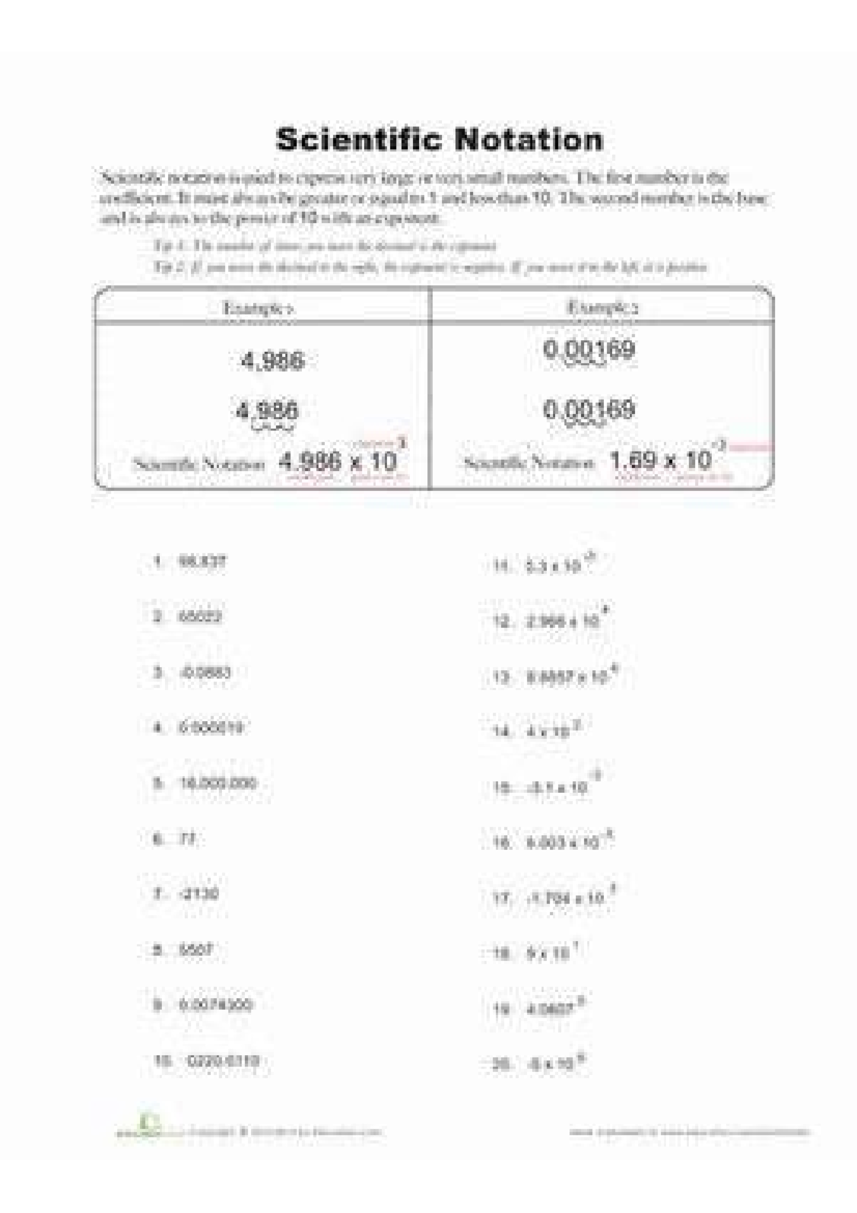 Scientific Notation Notes for SC 34 - Sciences - Studocu
