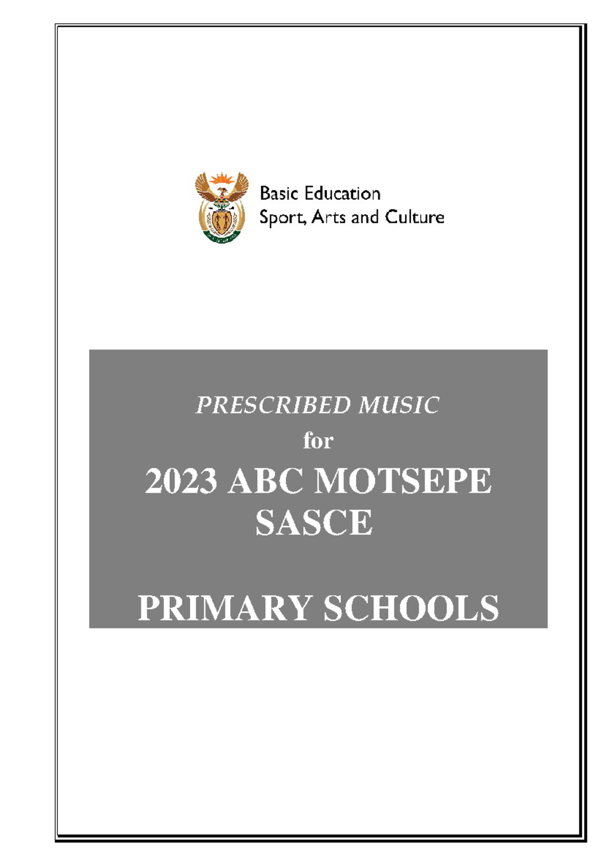 2025 ABC SASCE Prescribed Music for High Schools Grades R-7 - Studocu