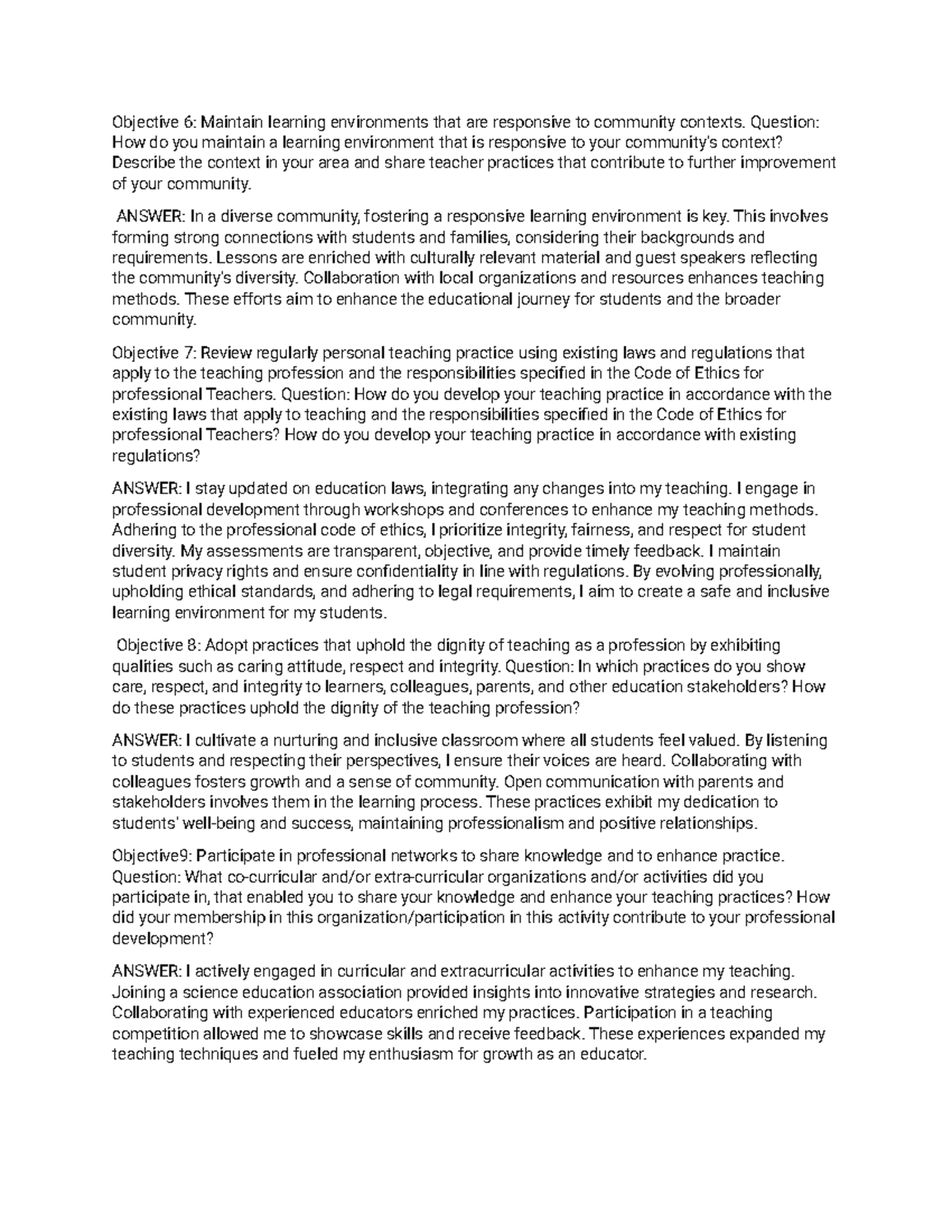 TRF Questions & Answers: Enhancing Responsive Teaching Practices - Studocu