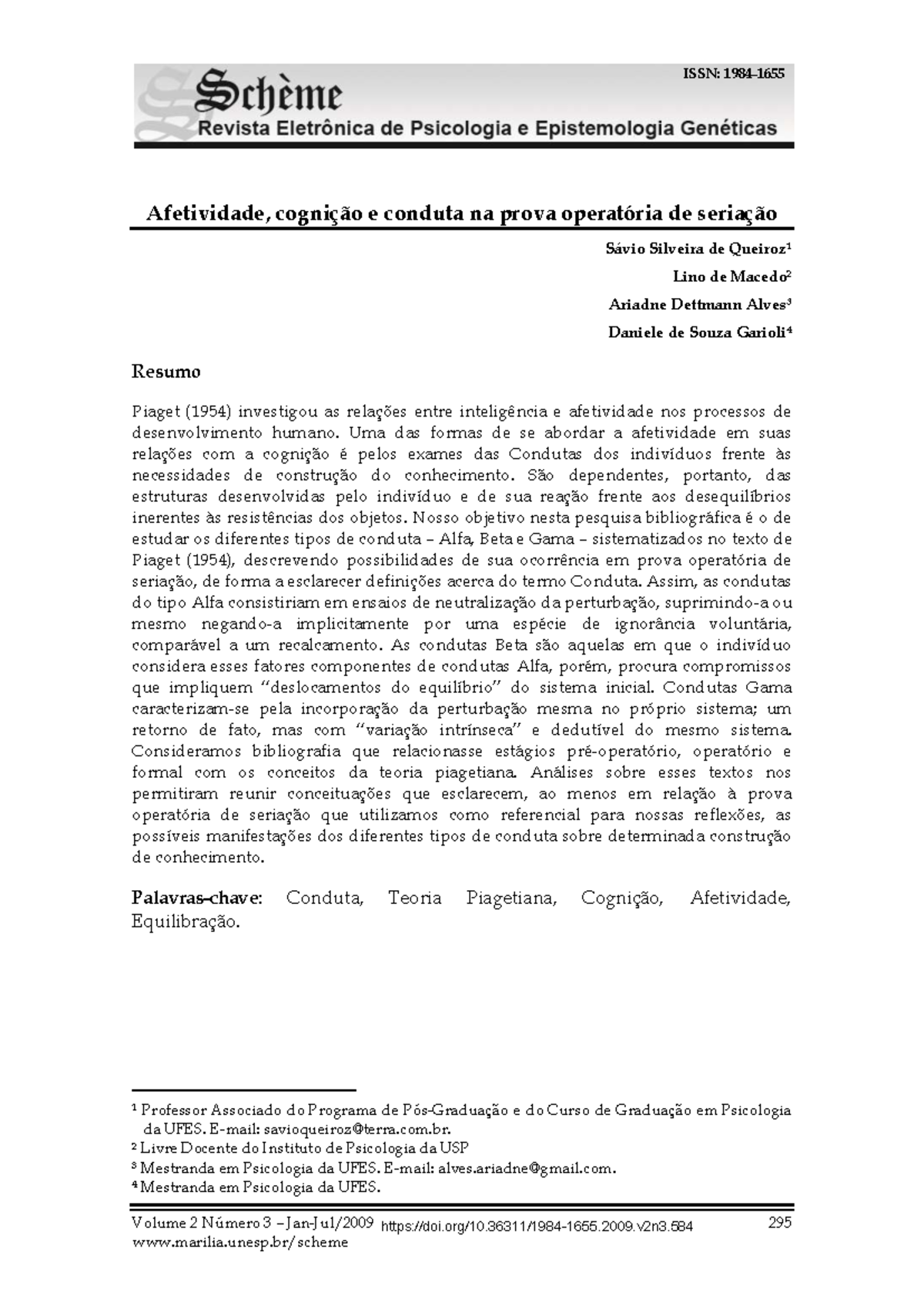 Affectivity, Cognition, and Conduct in the Operational Seriation Test ...
