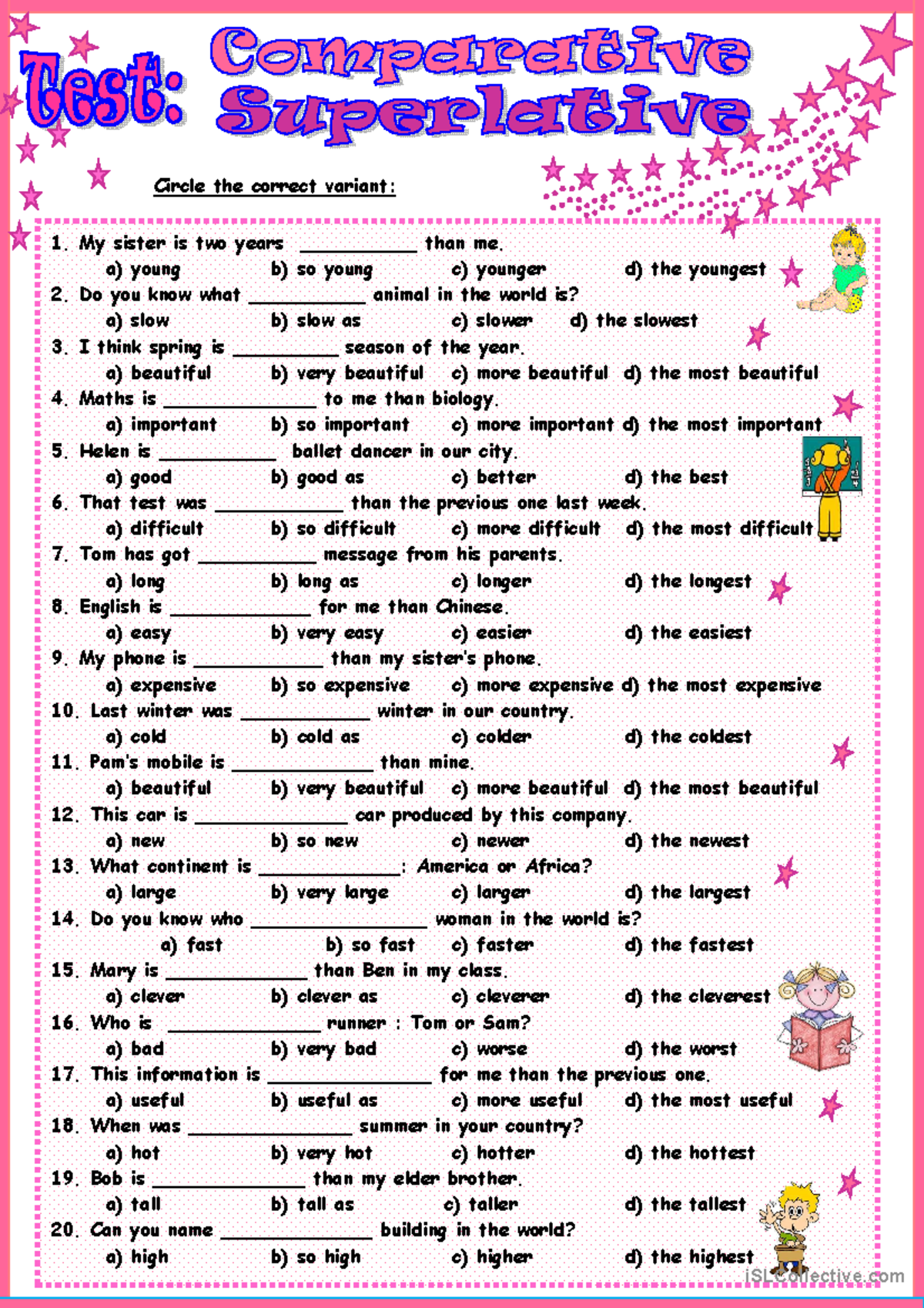 Test on Comparative and Superlative Forms (ENG101) - Studocu