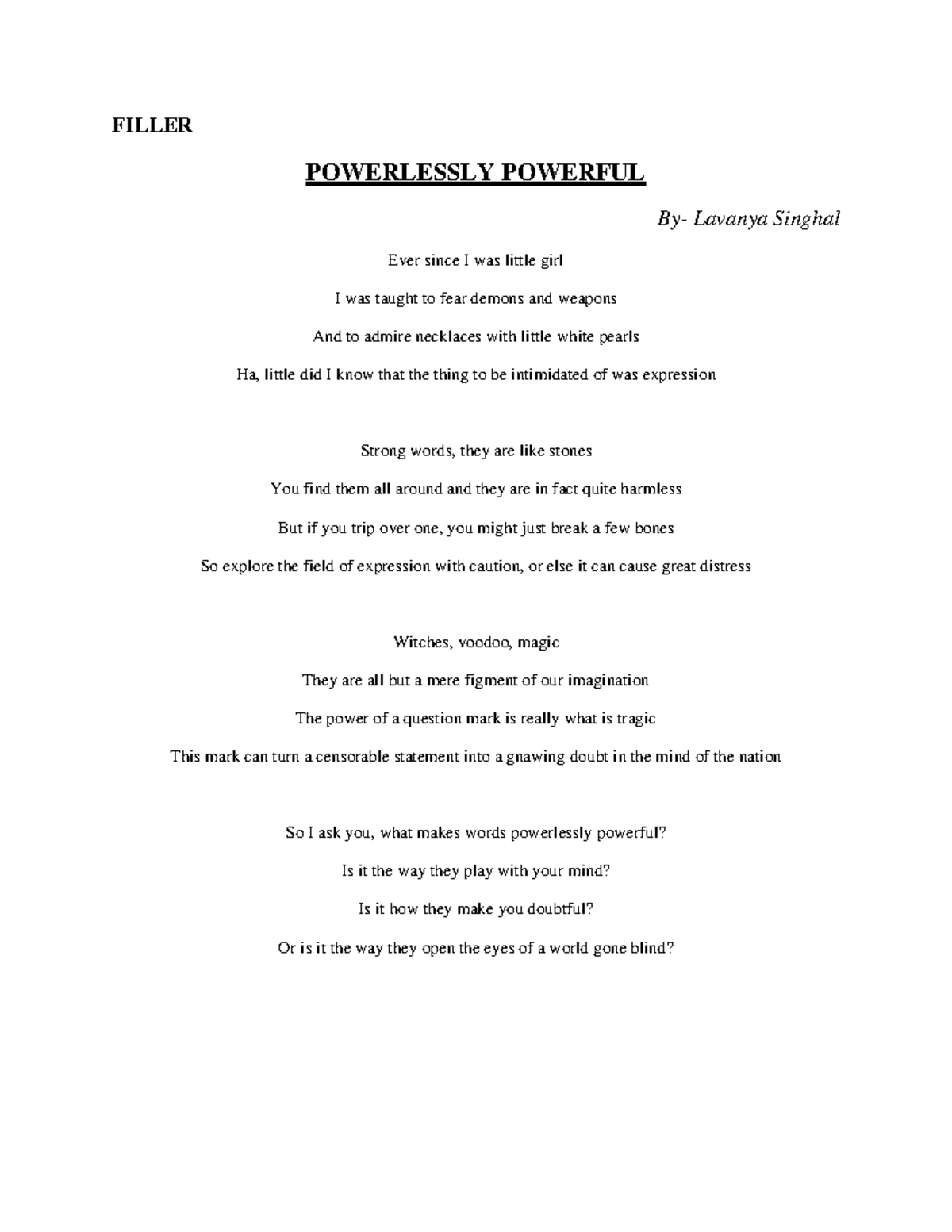 AIPPM Essay: The Paradox of Powerless Words by Lavanya Singhal - Studocu