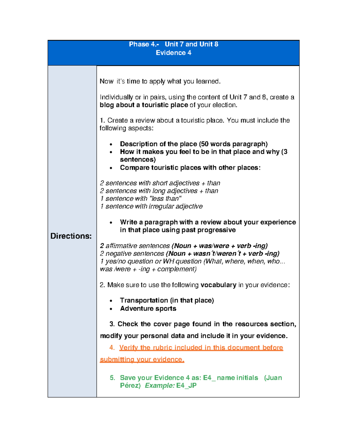 Evidence 4 Level 2 2024 - ccef - Phase 4.- Unit 7 and Unit 8 Evidence 4 ...