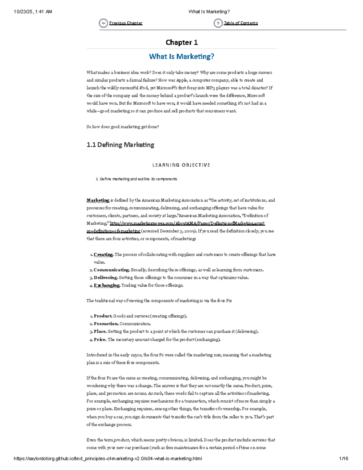 Principles of Marketing (MKT 101): Chapter 1 - Understanding Marketing ...