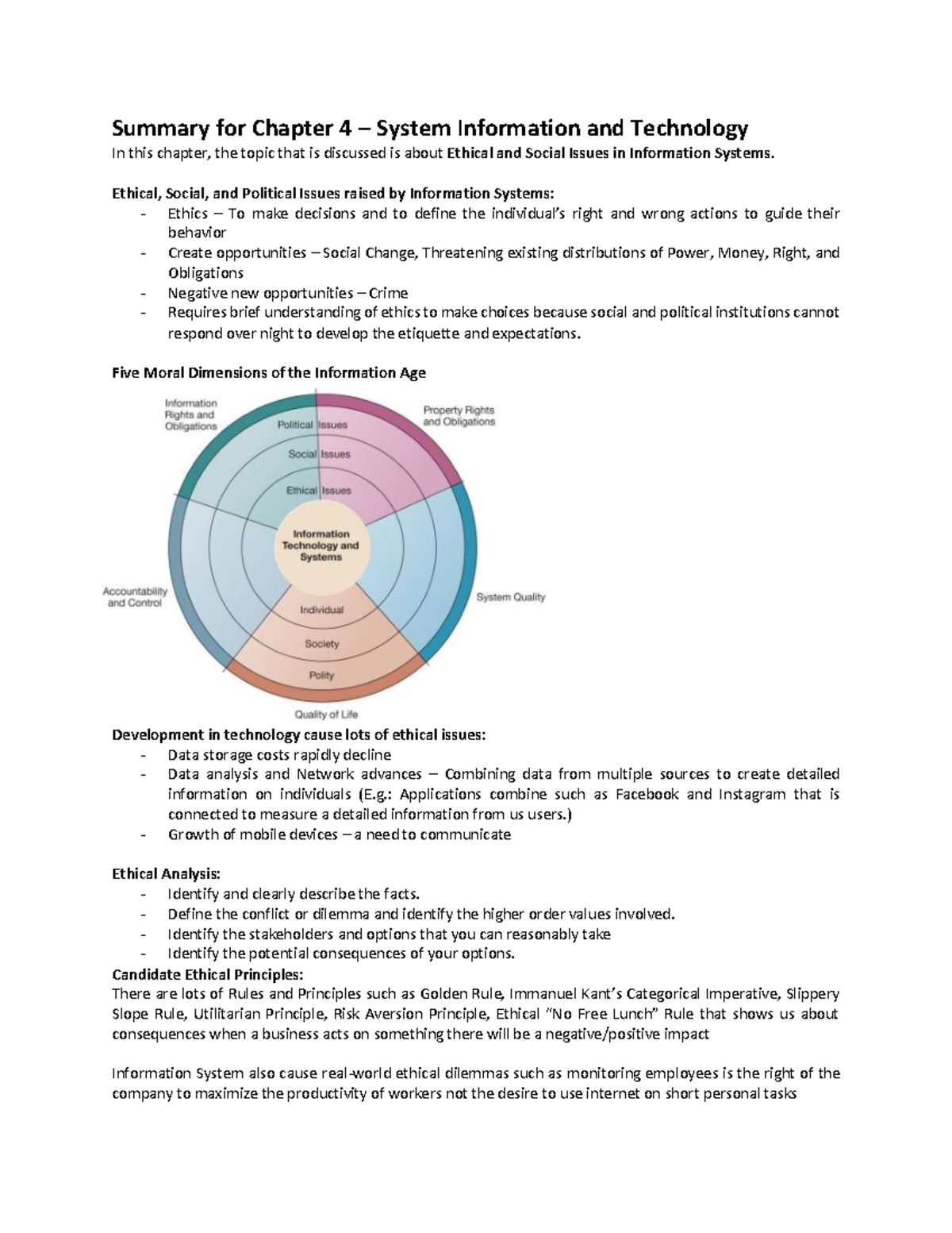 Summary Chapter 4 Mikha - Summary for Chapter 4 – System Information ...