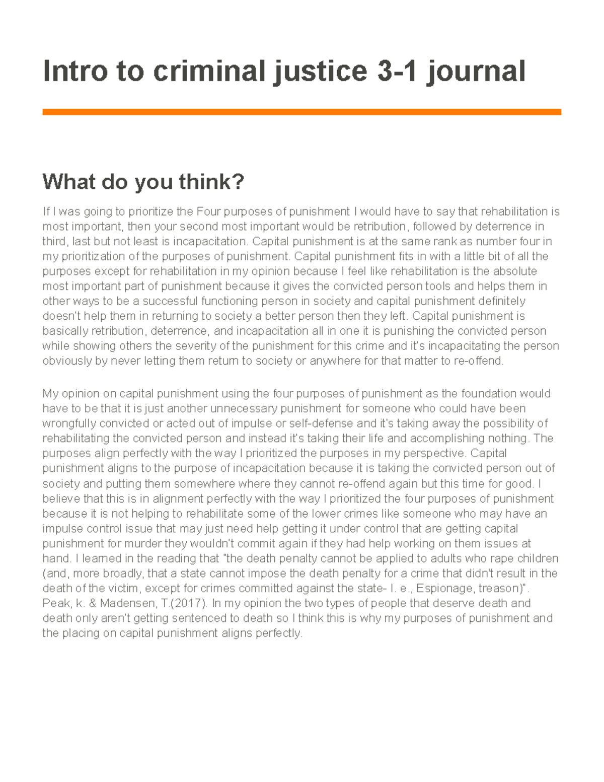 Intro to Criminal Justice Journal - Studocu