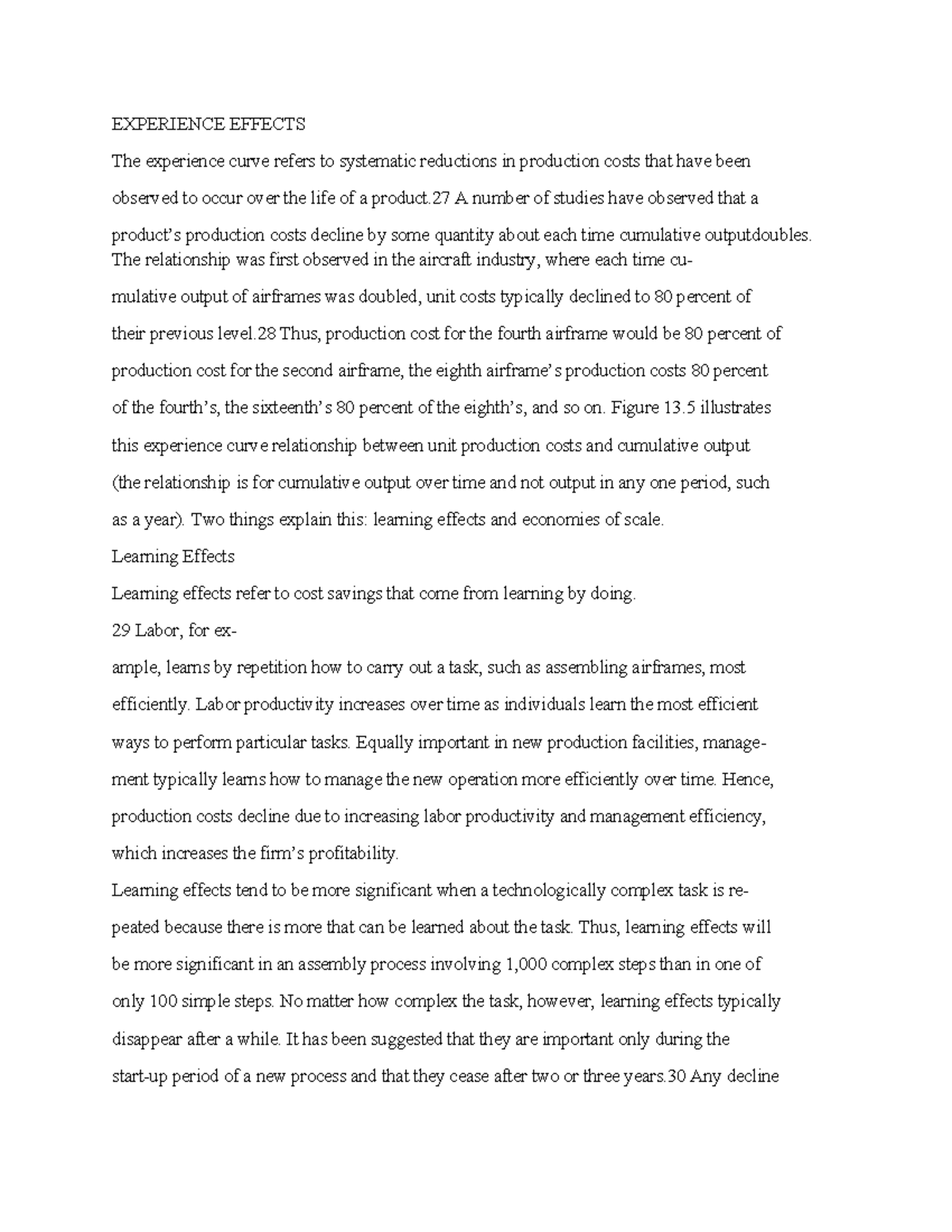 Experience Effects, Learning Effects, and Economies of Scale Analysis ...