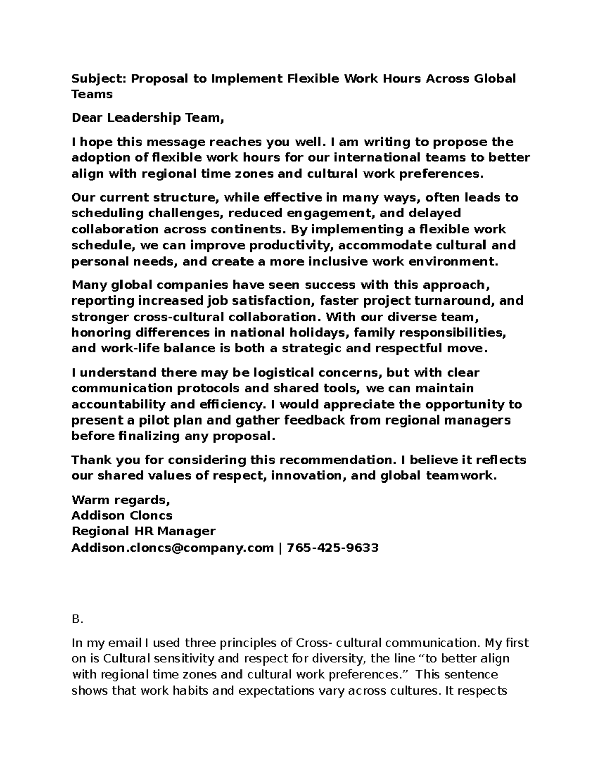 RHM3 Task 1: Proposal for Flexible Work Hours Implementation - Studocu