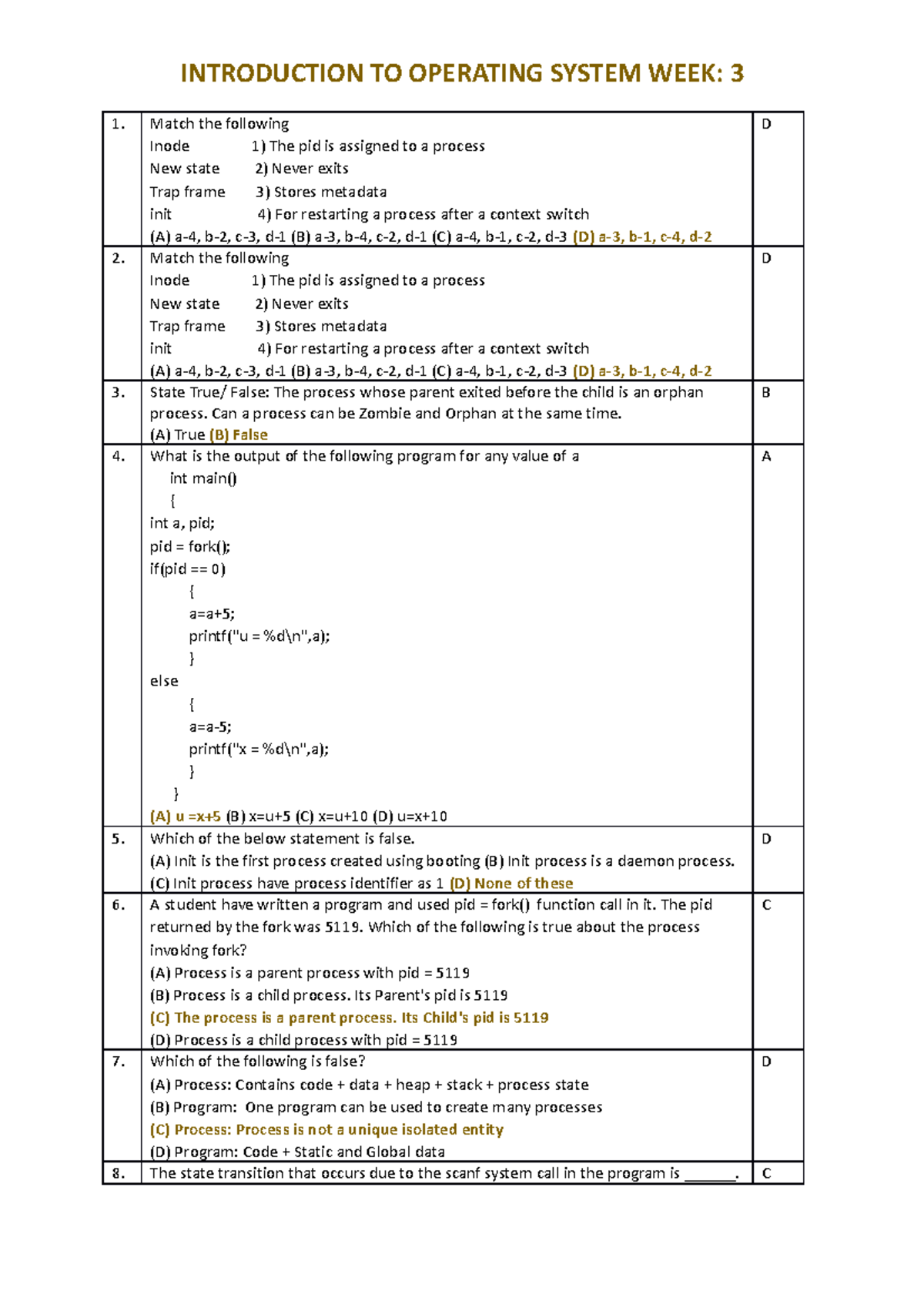 Operating Systems - Week 3 Review - IOS W3 - Studocu