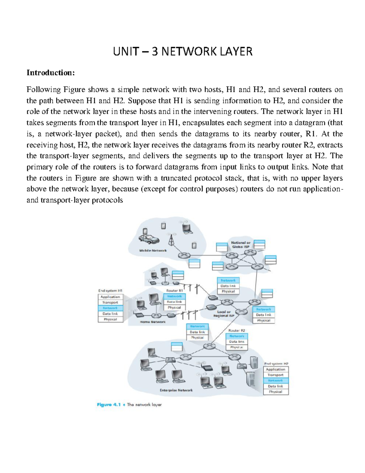 UNIT - 3 DC - R20 Network Layer: Forwarding, Routing, and Services - Studocu