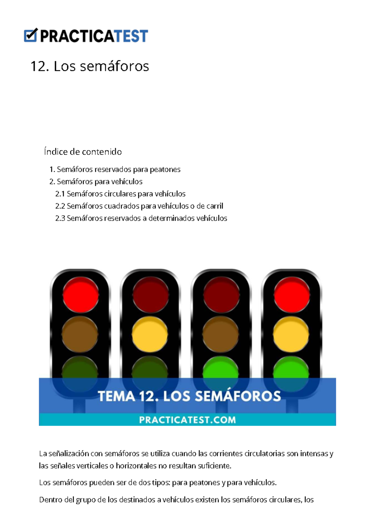 12. Los semáforos - Resumen de Seguridad Vial y Señalización - Studocu