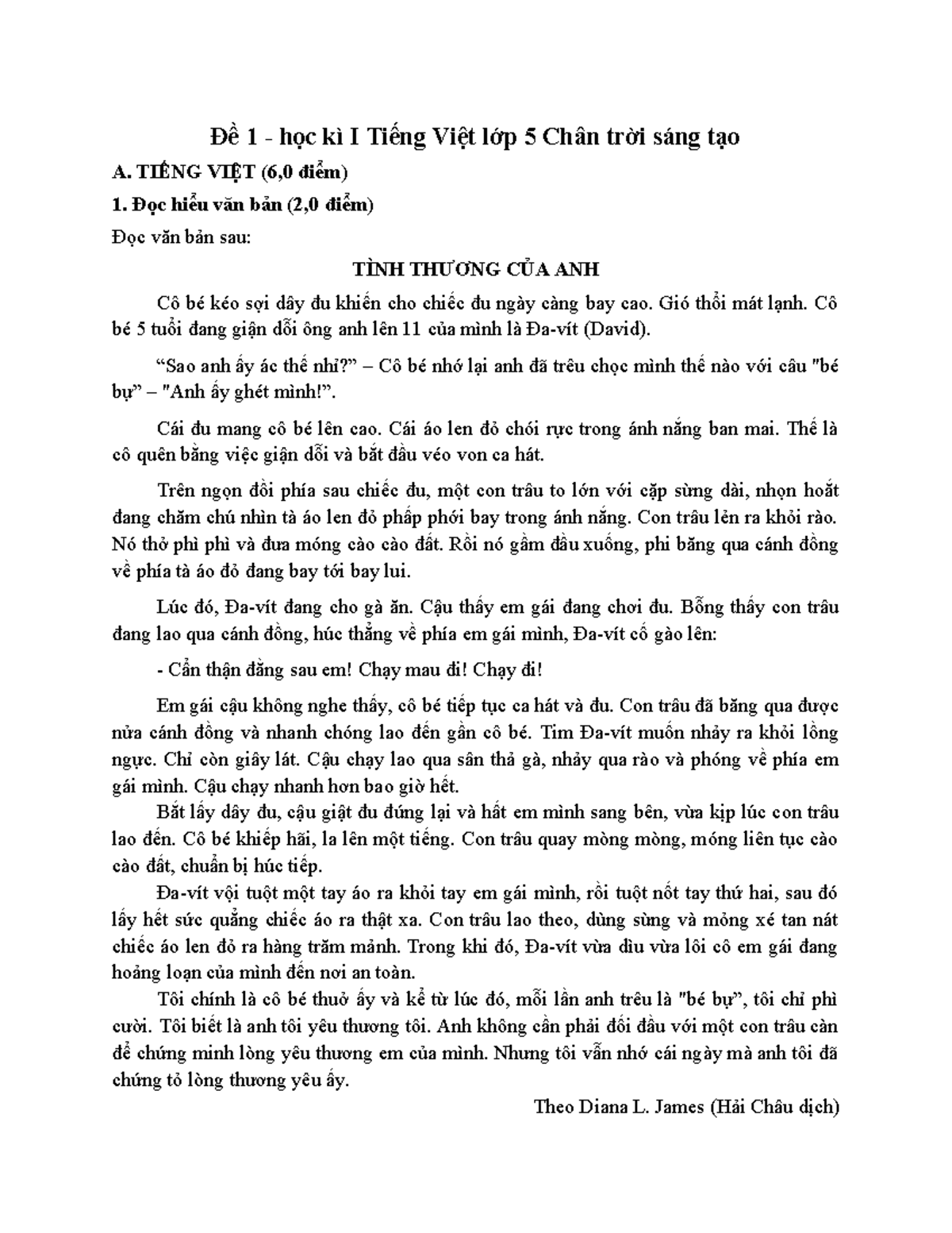 Đề thi học kì 1 Tiếng Việt lớp 5 Chân trời sáng tạo - Studocu