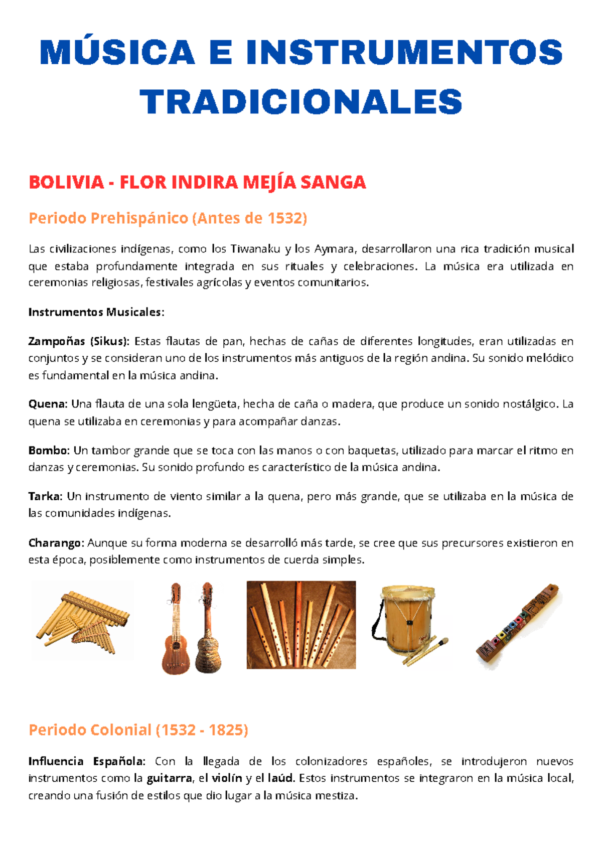 Musica E Instrumentos Tradicionales - MÚSICA E INSTRUMENTOS ...