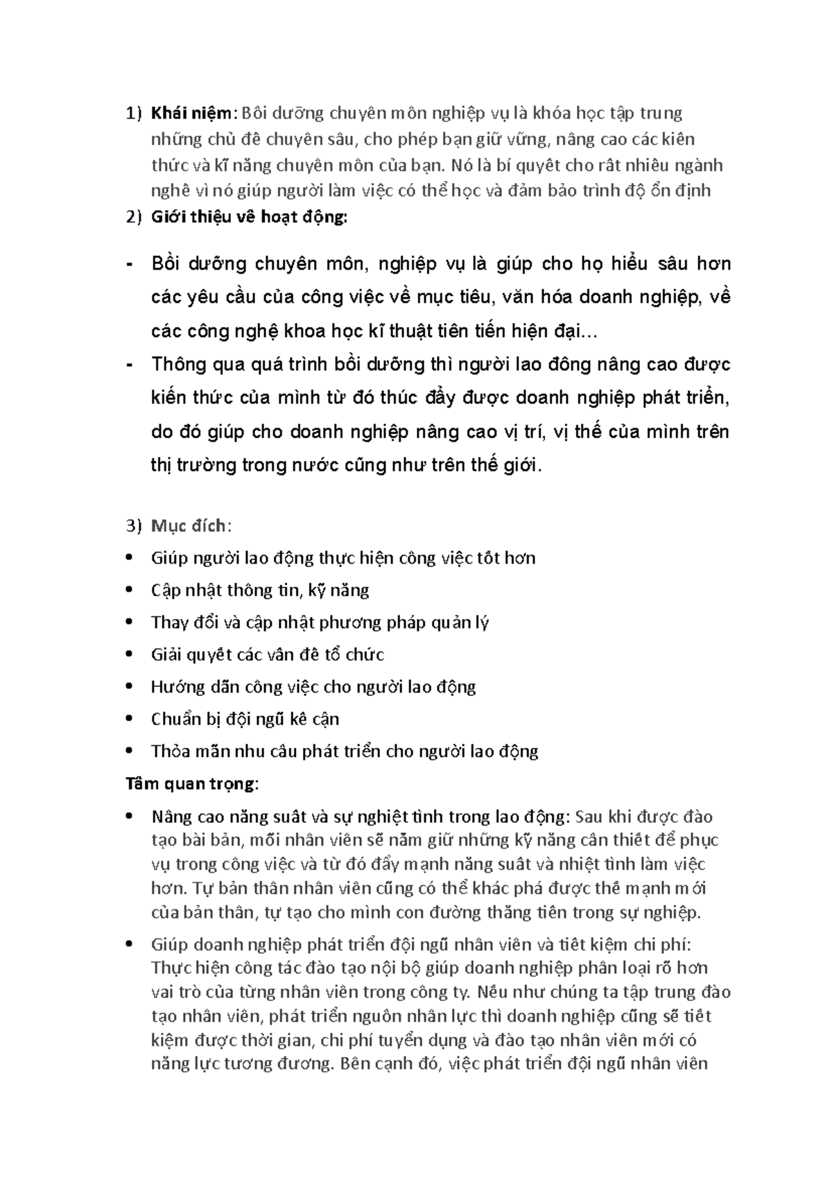 Chuyên-đề-QTNL - tttt - Khái ni mệ : Bồồi d ưỡng chuyên mồn nghi p v ệ ụ là khóa h c t p trungọ ...