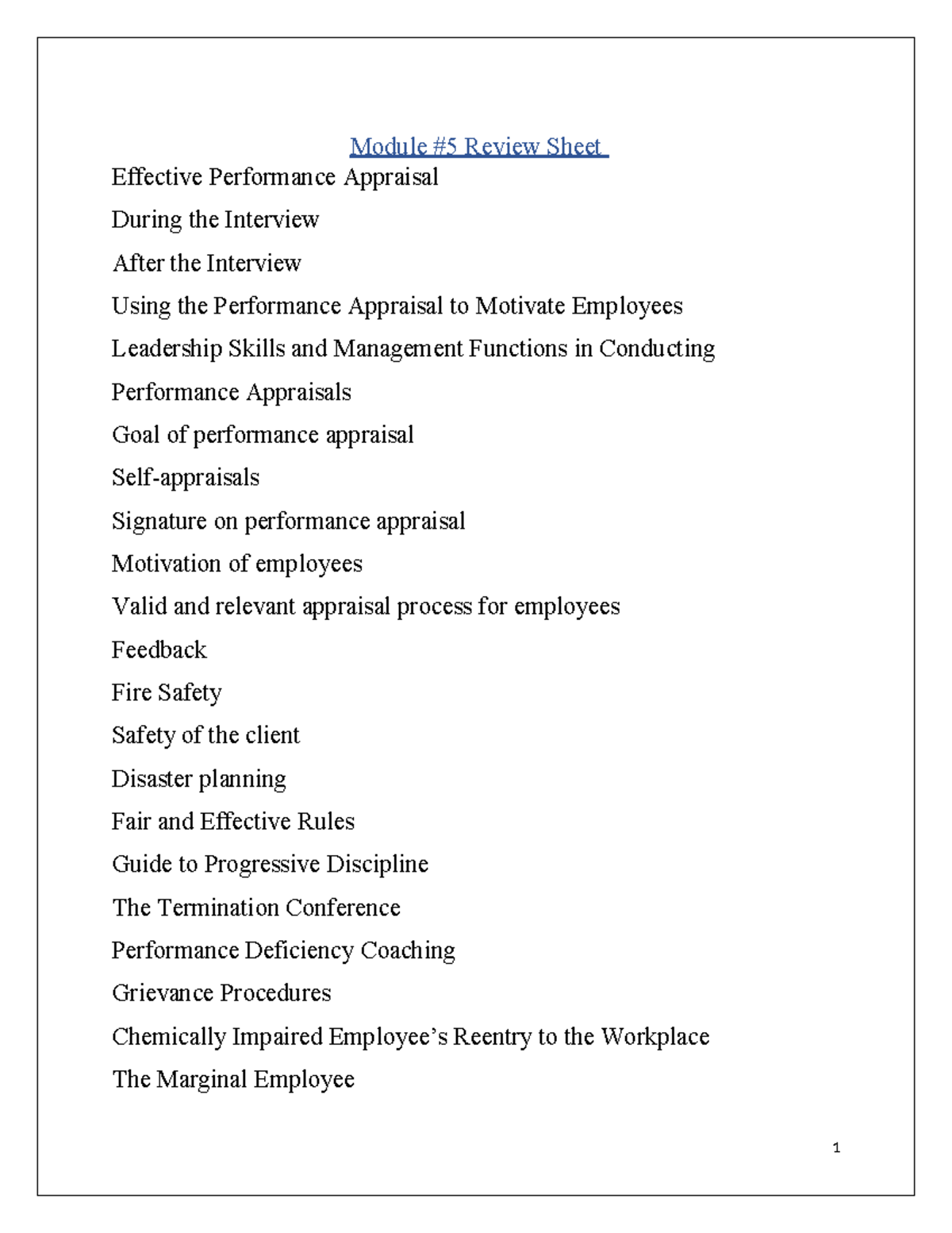 Module 5 Review Sheet - Effective Performance Appraisal & Management ...