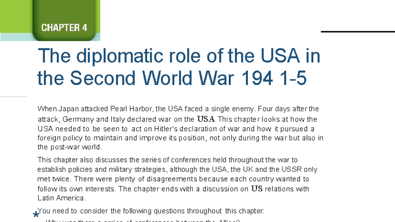 The Diplomatic Role of the USA in WWII: Key Conferences and Strategies ...