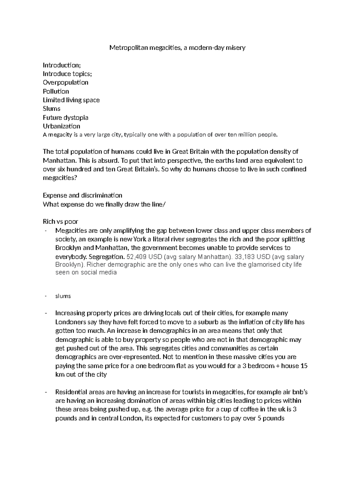 Urbanization and Inequality in Megacities: A Discursive Analysis - Studocu