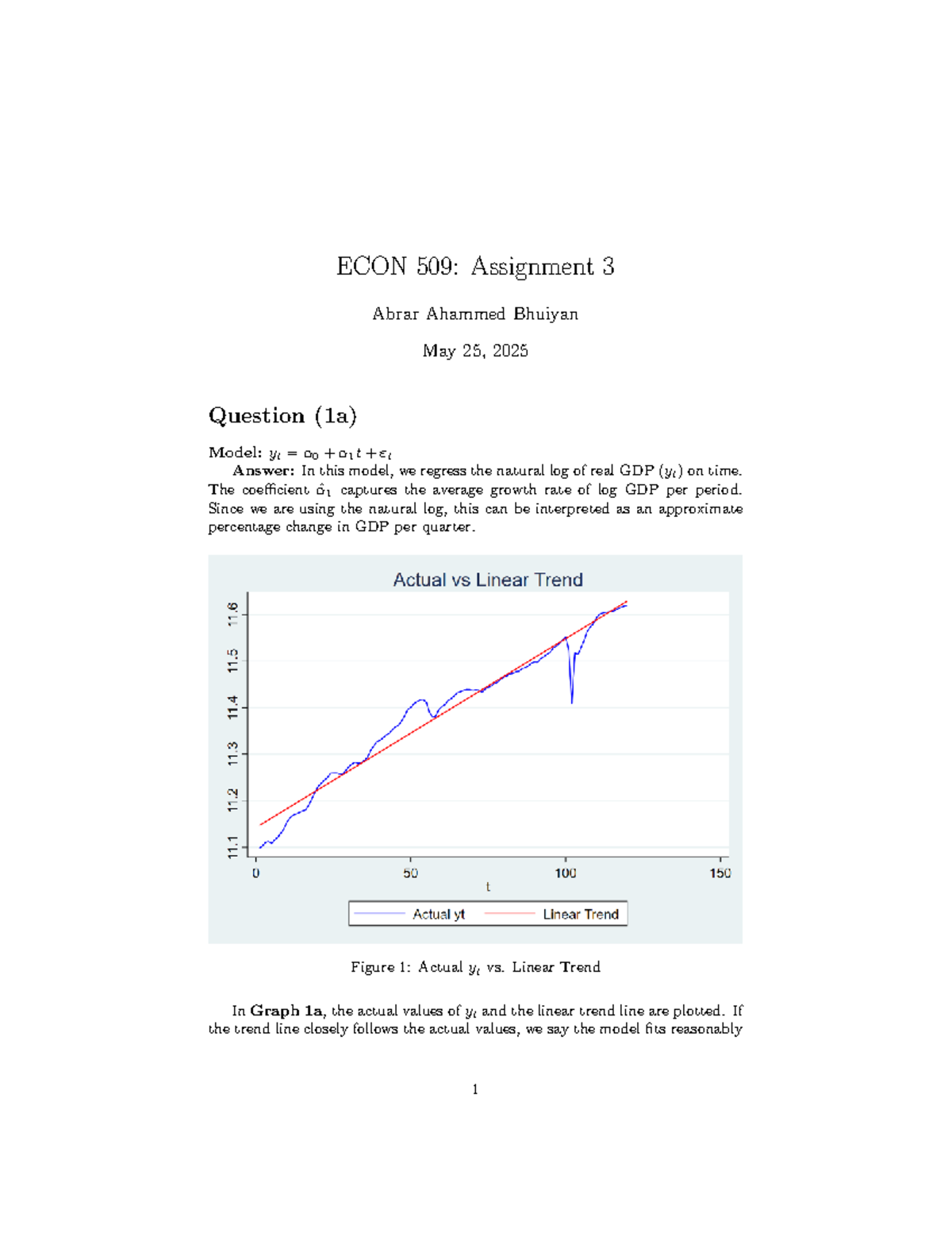 ECON 509: Assignment 3 Analysis of GDP Growth Models - Studocu