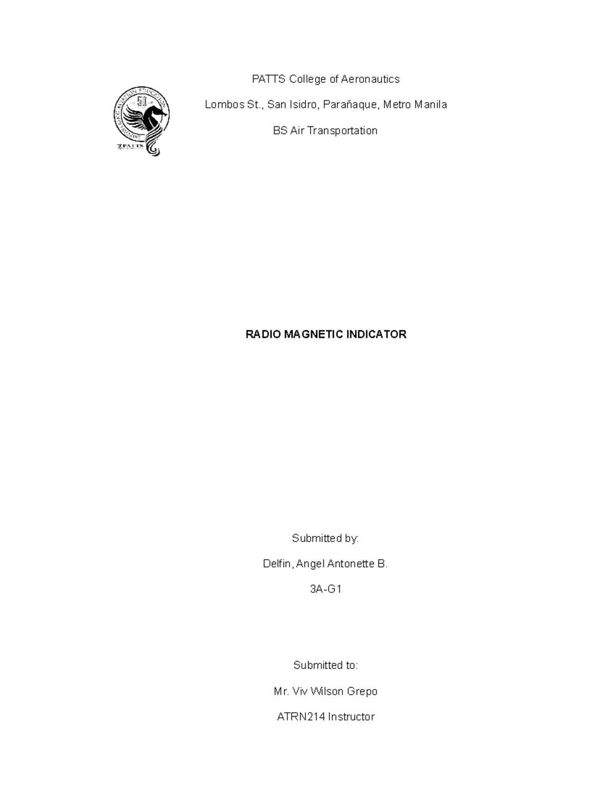 ATRN 214 (Air Navigation) Assignment - Delfin, Angel Antonette B ...