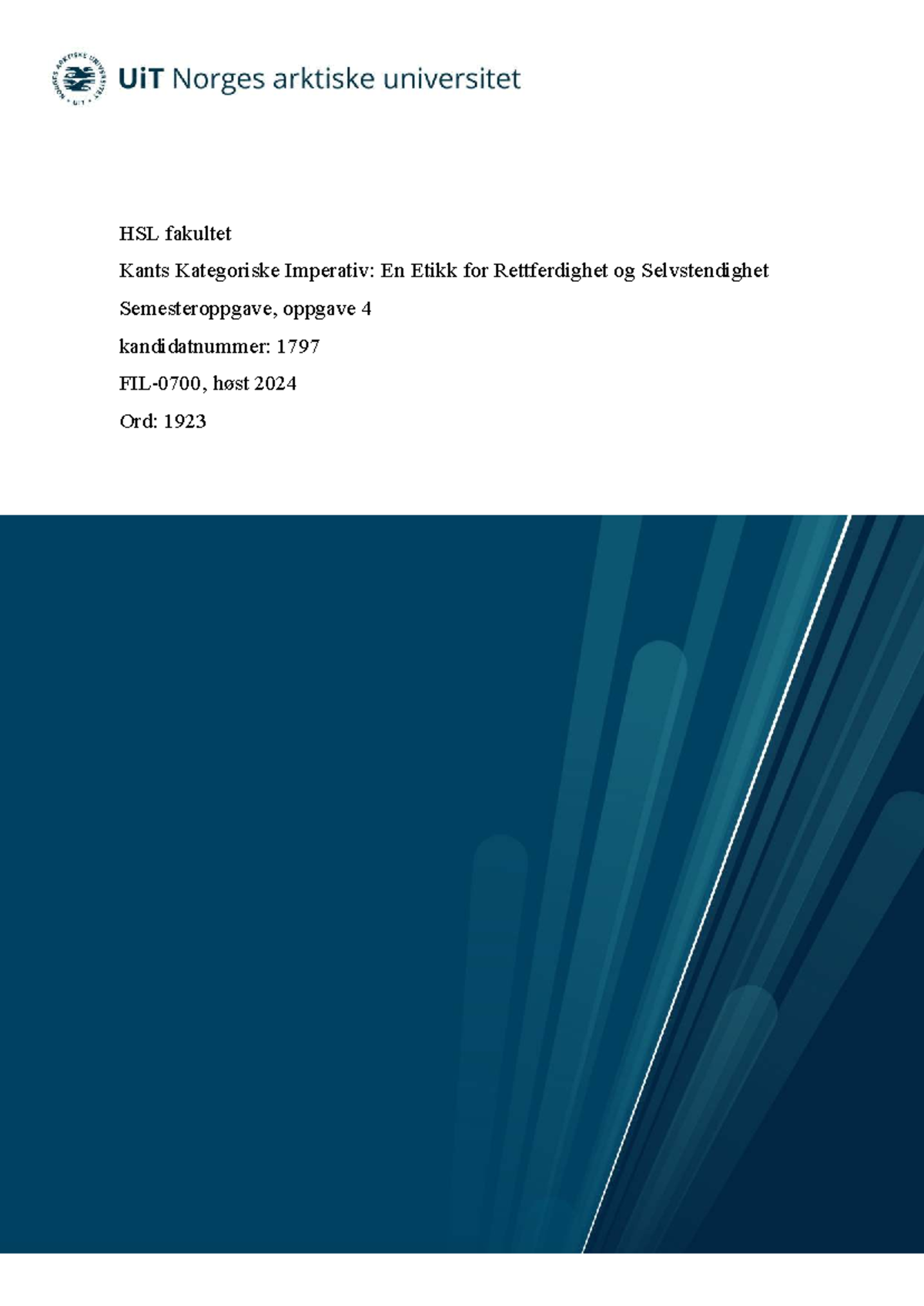 HSL 2024: Kants Kategoriske Imperativ - Etikk for Rettferdighet og - Studocu