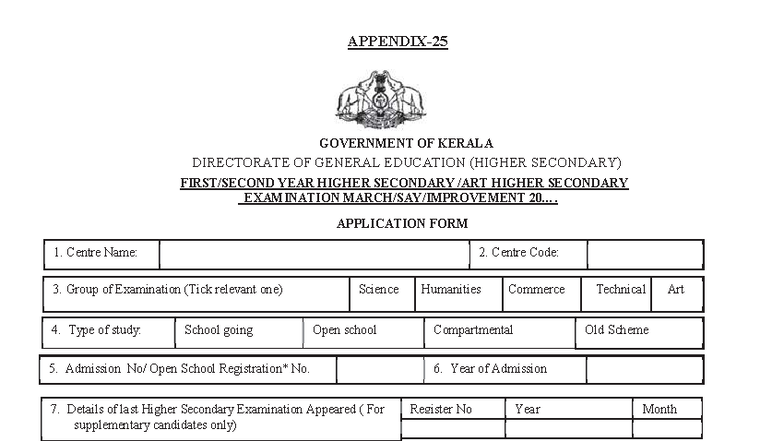 HSS 2021 Higher Secondary Exam Application Form Details - Studocu