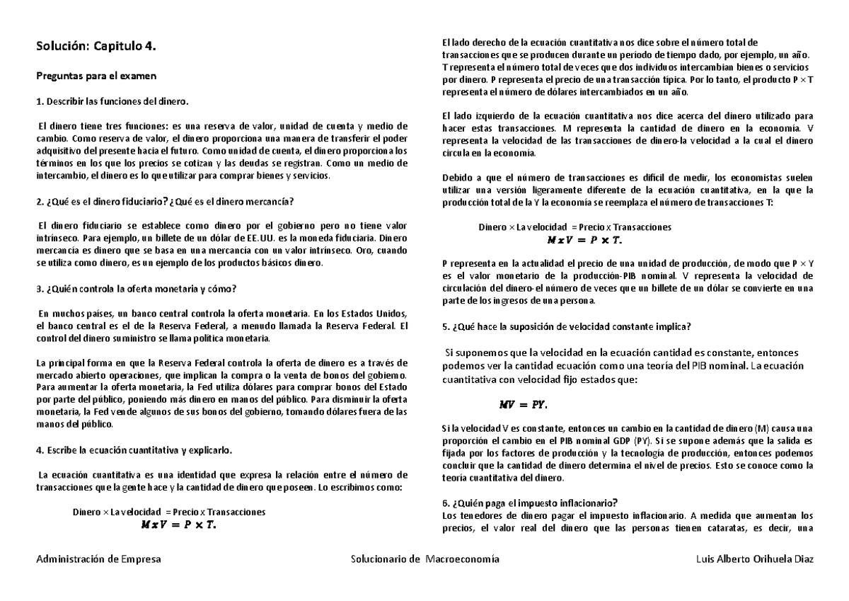 Solucionario de los capítulos 4 a 9 de Macroeconomía de Mankiw (2ª ed ...