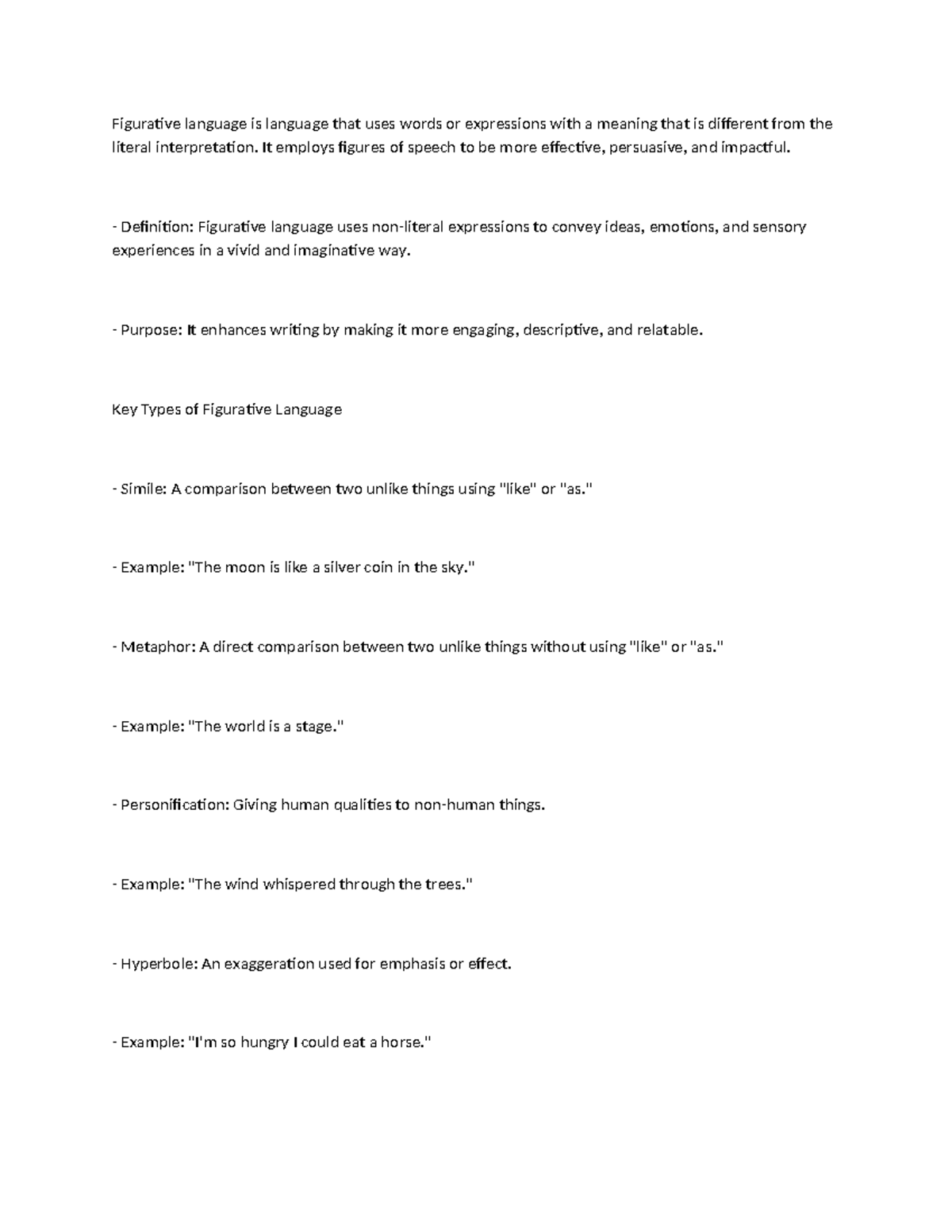 Figurative Language Overview: Types, Uses, and Tips for Mastery - Studocu