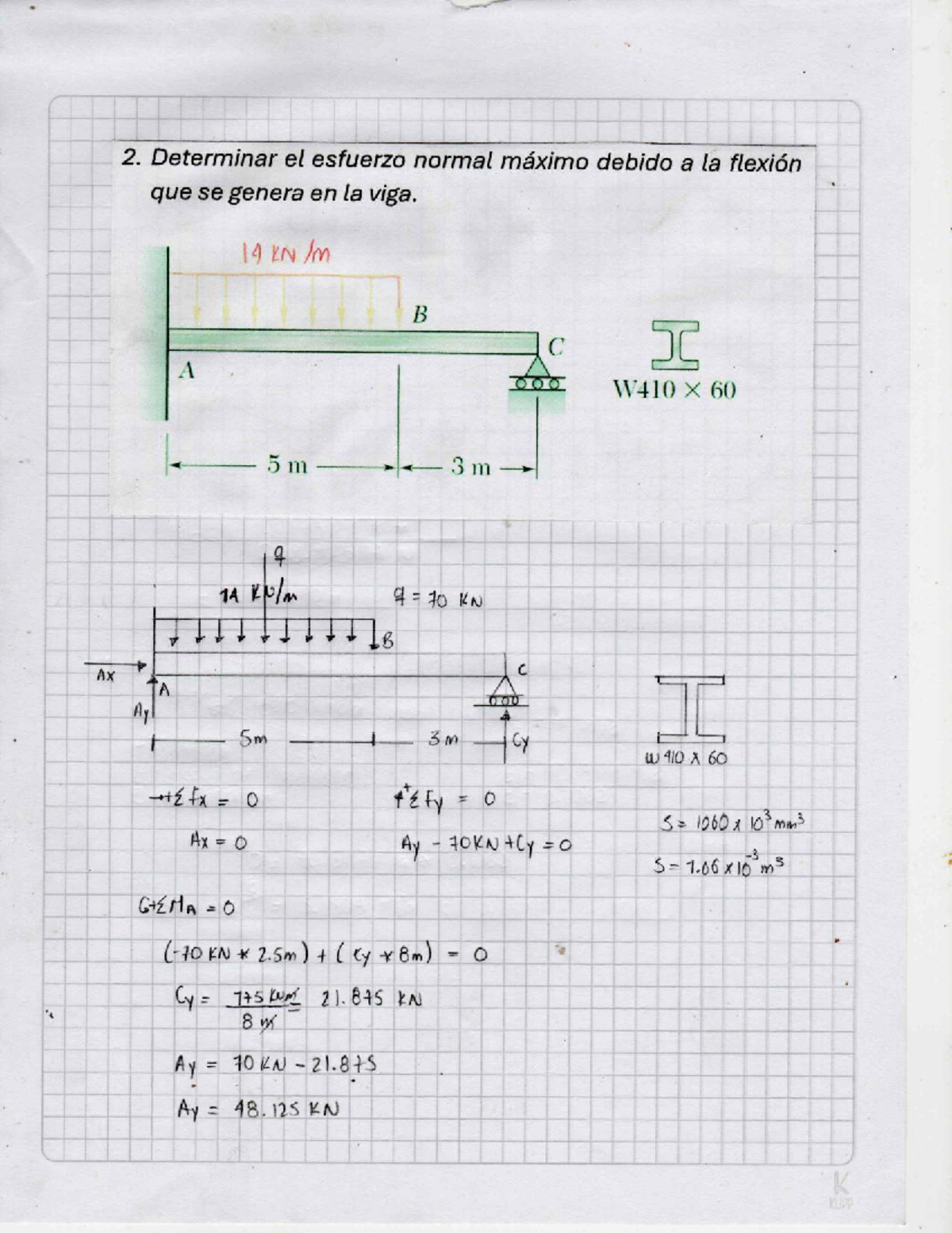 Ejercicio 2: Cálculo del Esfuerzo Normal Máximo en Vigas - Taller Corte ...