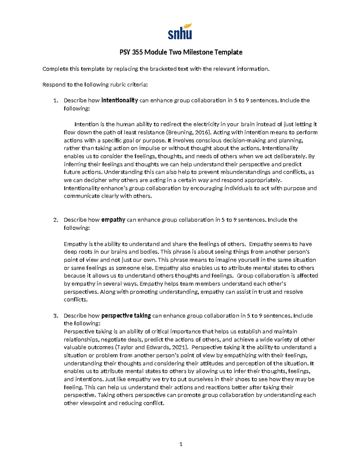 PSY 355 Module Two Milestone: Enhancing Group Collaboration Techniques ...