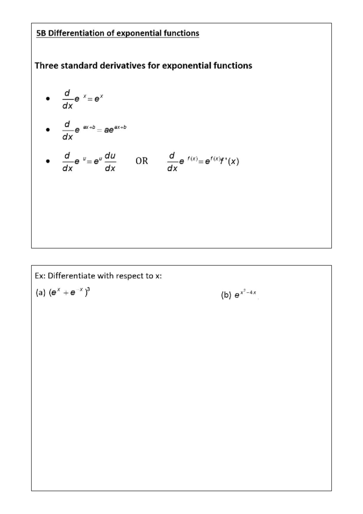 5B Differentiation of Exponential Functions: Key Derivatives and ...
