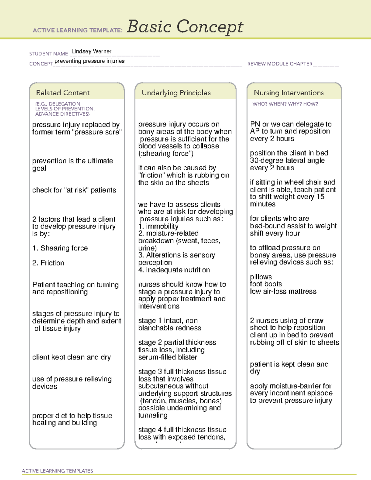 ACTIVE LEARNING TEMPLATE: Pressure Injury Prevention Review Module ...