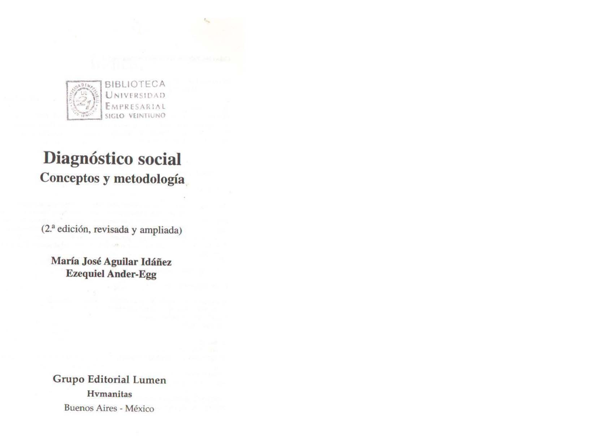 Diagnóstico Social: Conceptos y Metodología - QAAAAA - Studocu