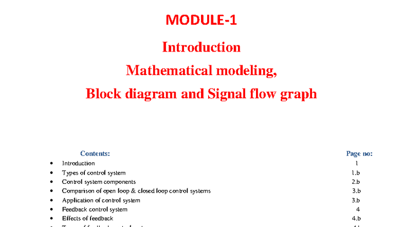 ECT 307 Control Systems: Introduction to Modeling & Feedback - Studocu