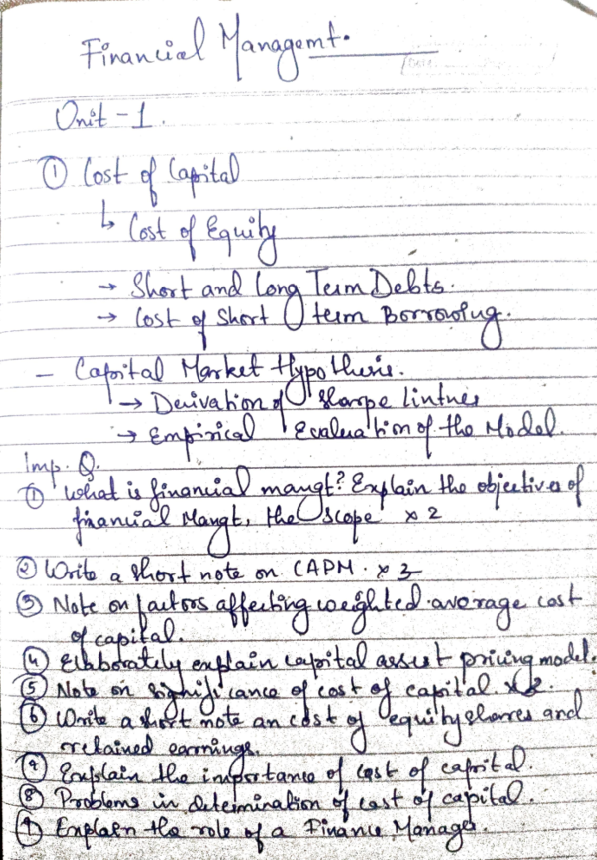 Financial Management Handwritten notes - Financial Management. DATE ...
