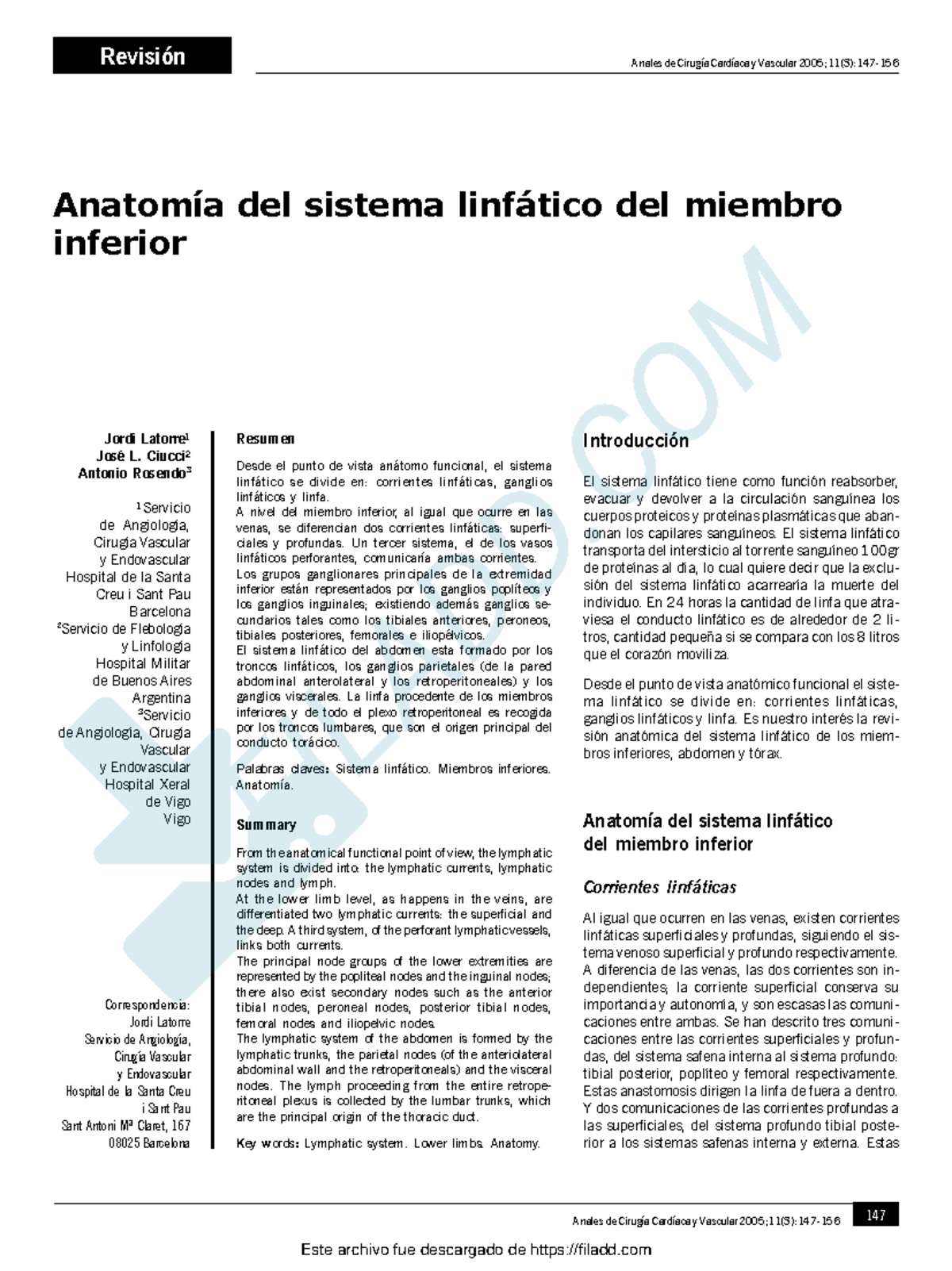 Anatomía del Sistema Linfático del Miembro Inferior - FI - Studocu