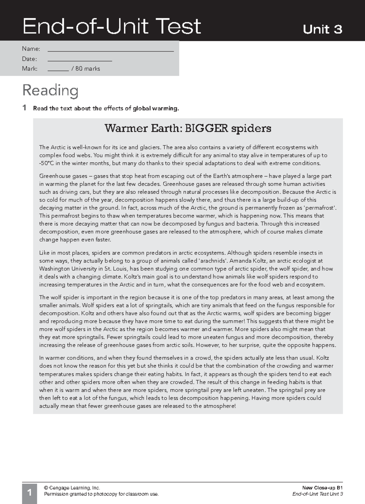 End-of-Unit Test B1: Unit 3 on Arctic Ecosystems and Climate Change ...