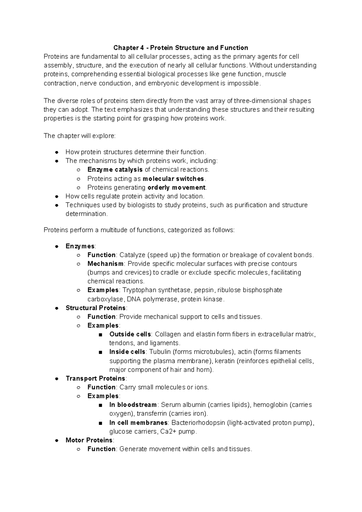 Chapter 4 - Protein Structure and Function Summary (Essential Cell Biology) - Studeersnel