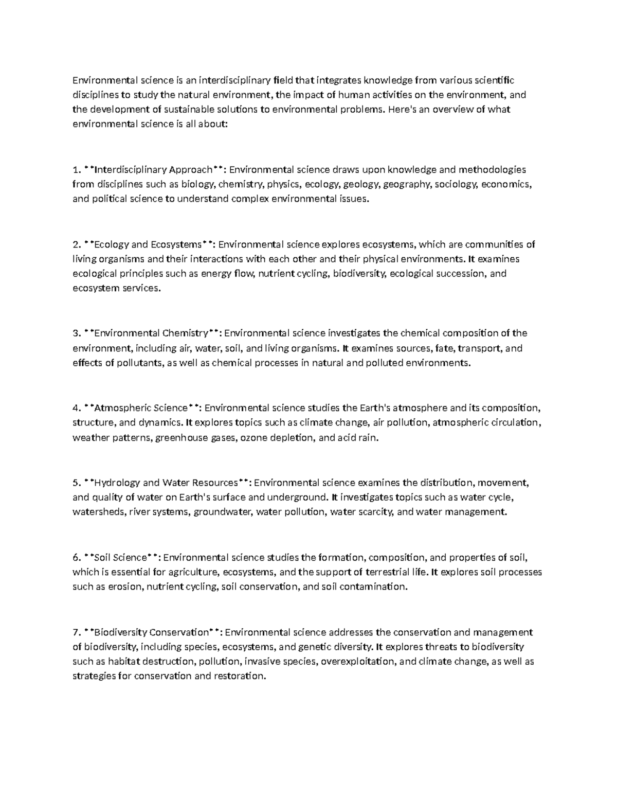 ENV 101: Overview of Environmental Science Concepts and Integration ...