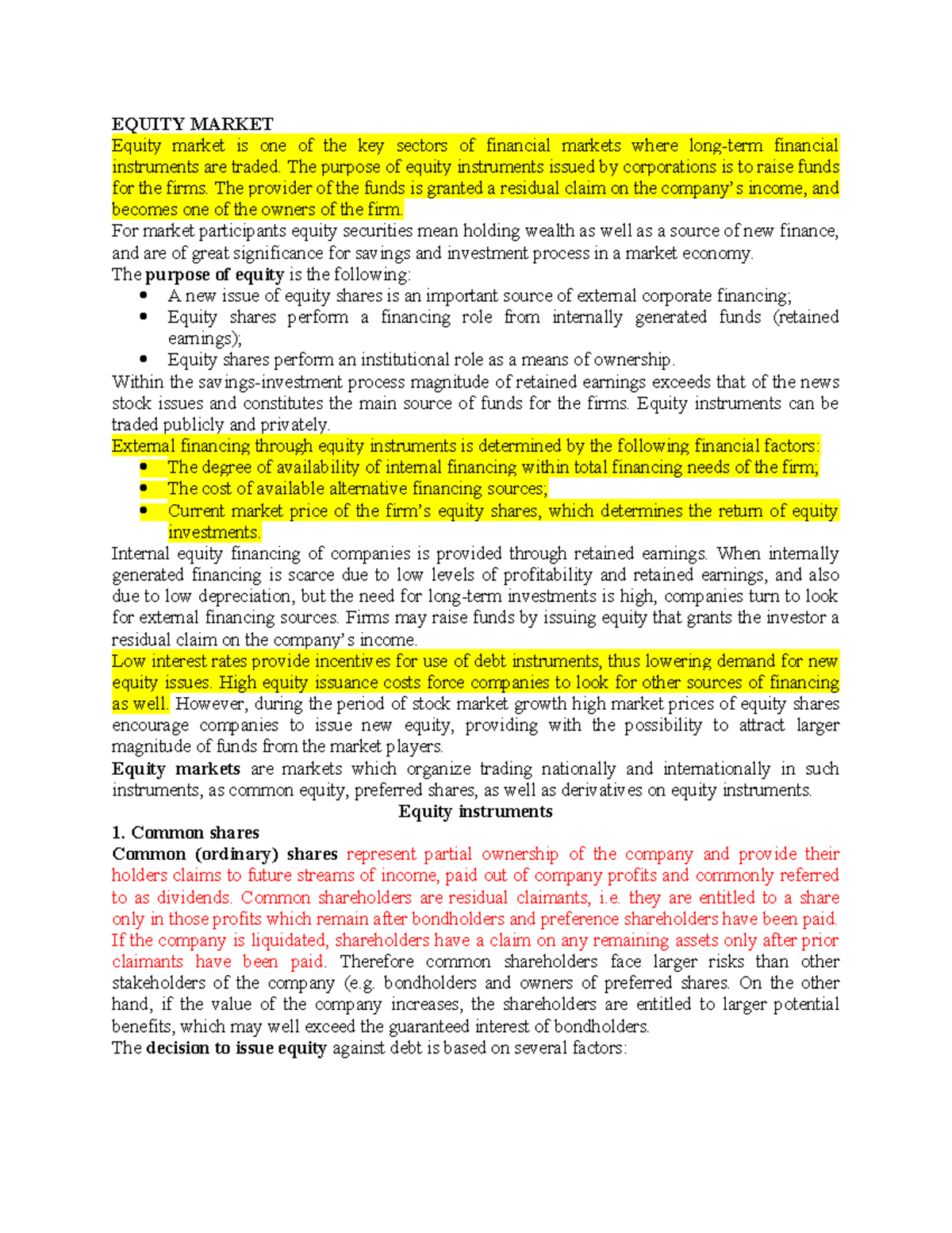 EQUITY MARKET: Understanding Financial Instruments and Their Roles ...