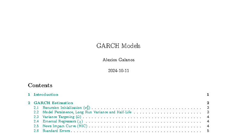 GARCH Models Overview and Estimation Techniques - Studocu