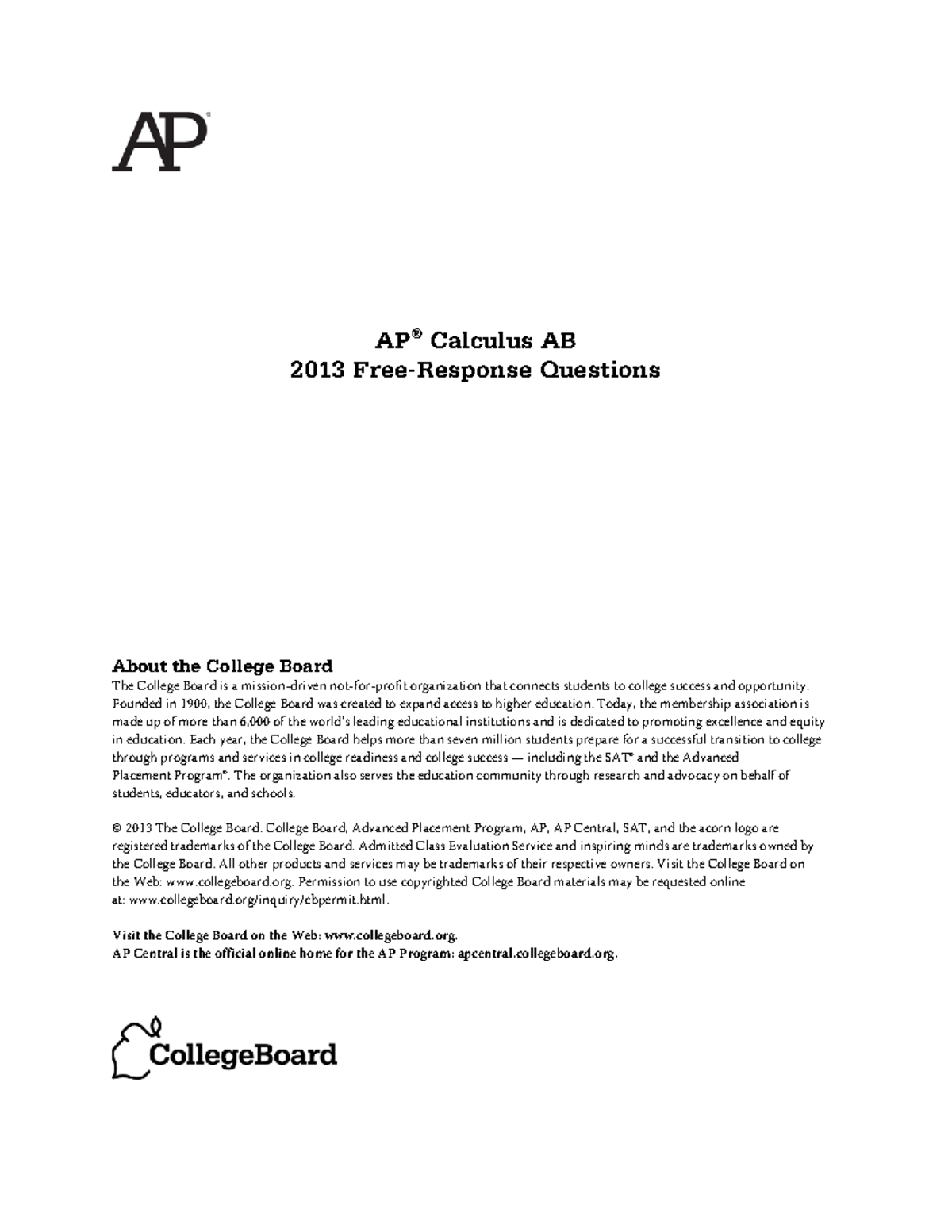 2013 Calculus AB FRQ Review and Solutions - Studocu