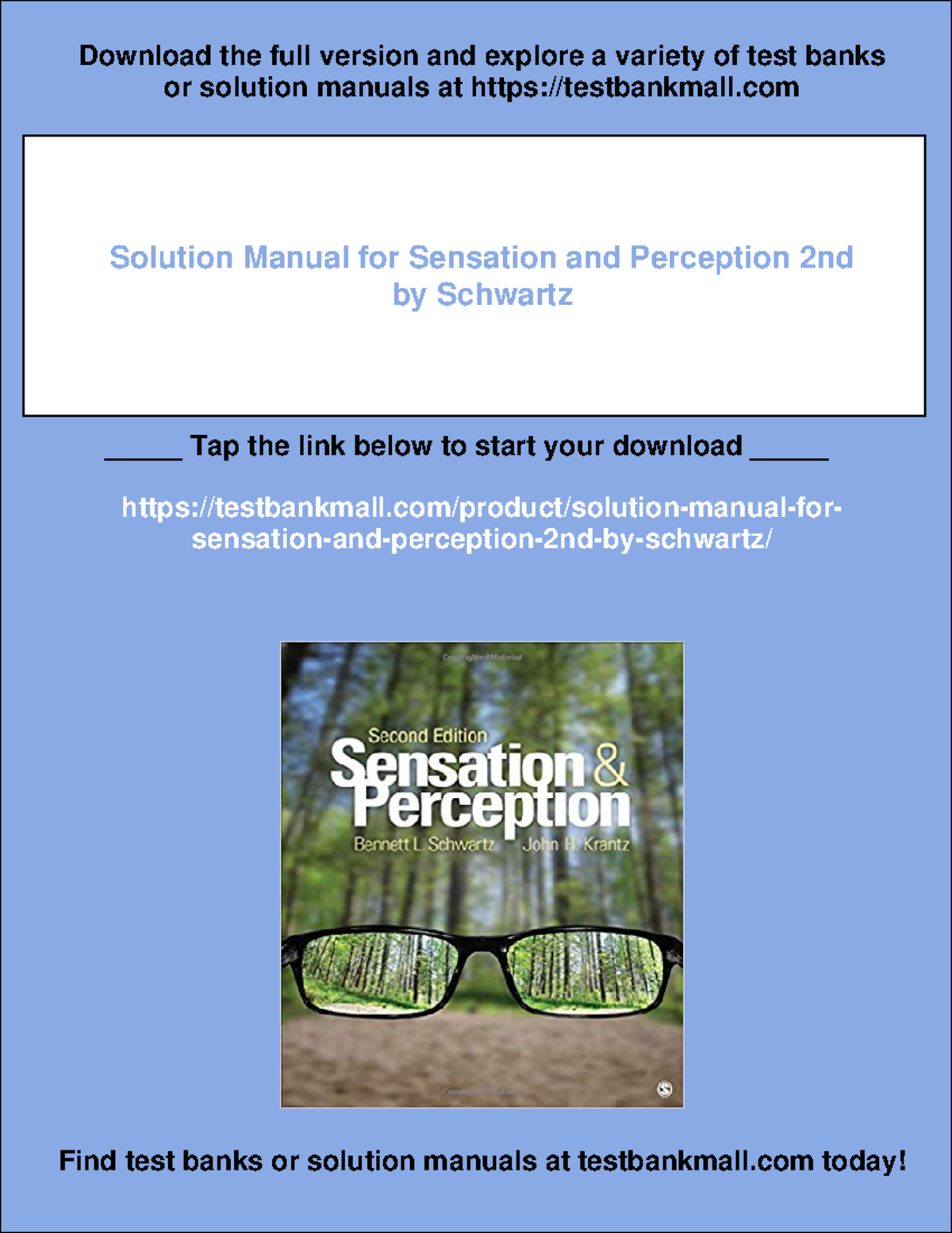 Solution Manual for Sensation and Perception 2nd Ed. by Schwartz - Studocu