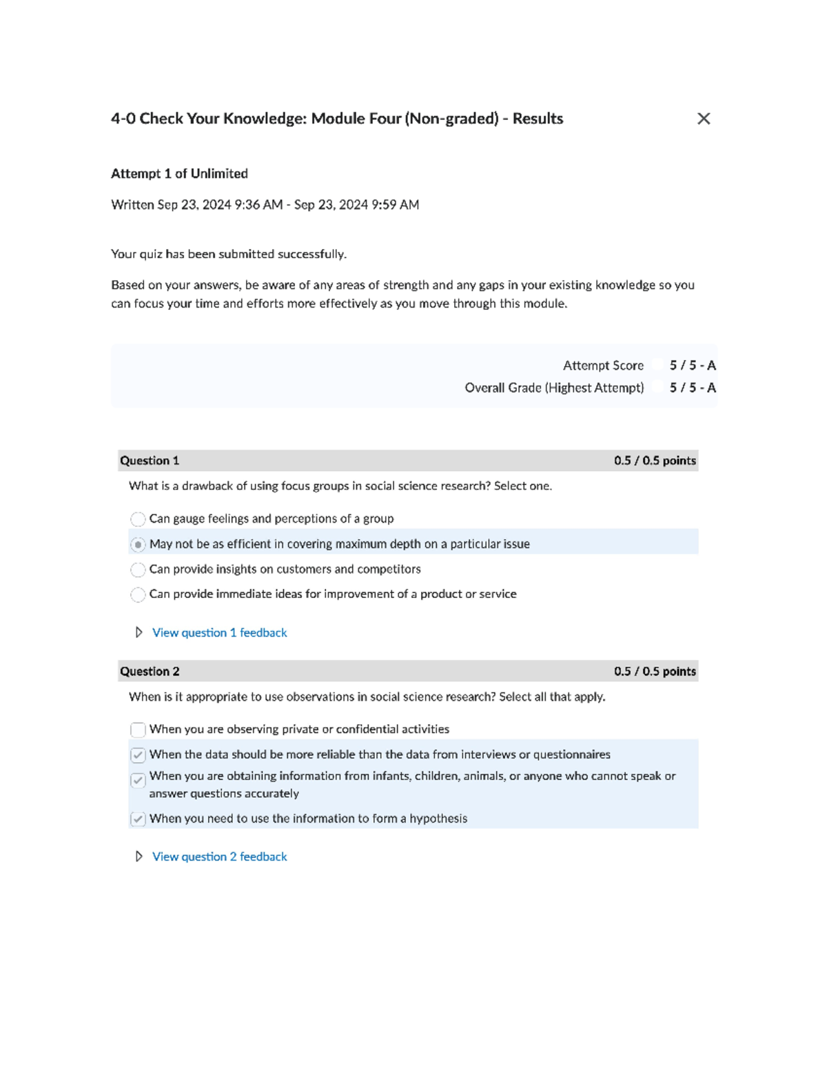 4-0 Check Your Knowledge: Module Four Quiz Results Analysis - Studocu