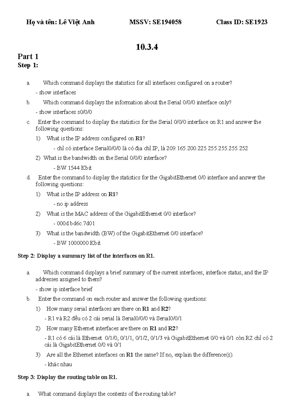 Lab SE555: Router Configuration and Interface Commands Guide - Studocu