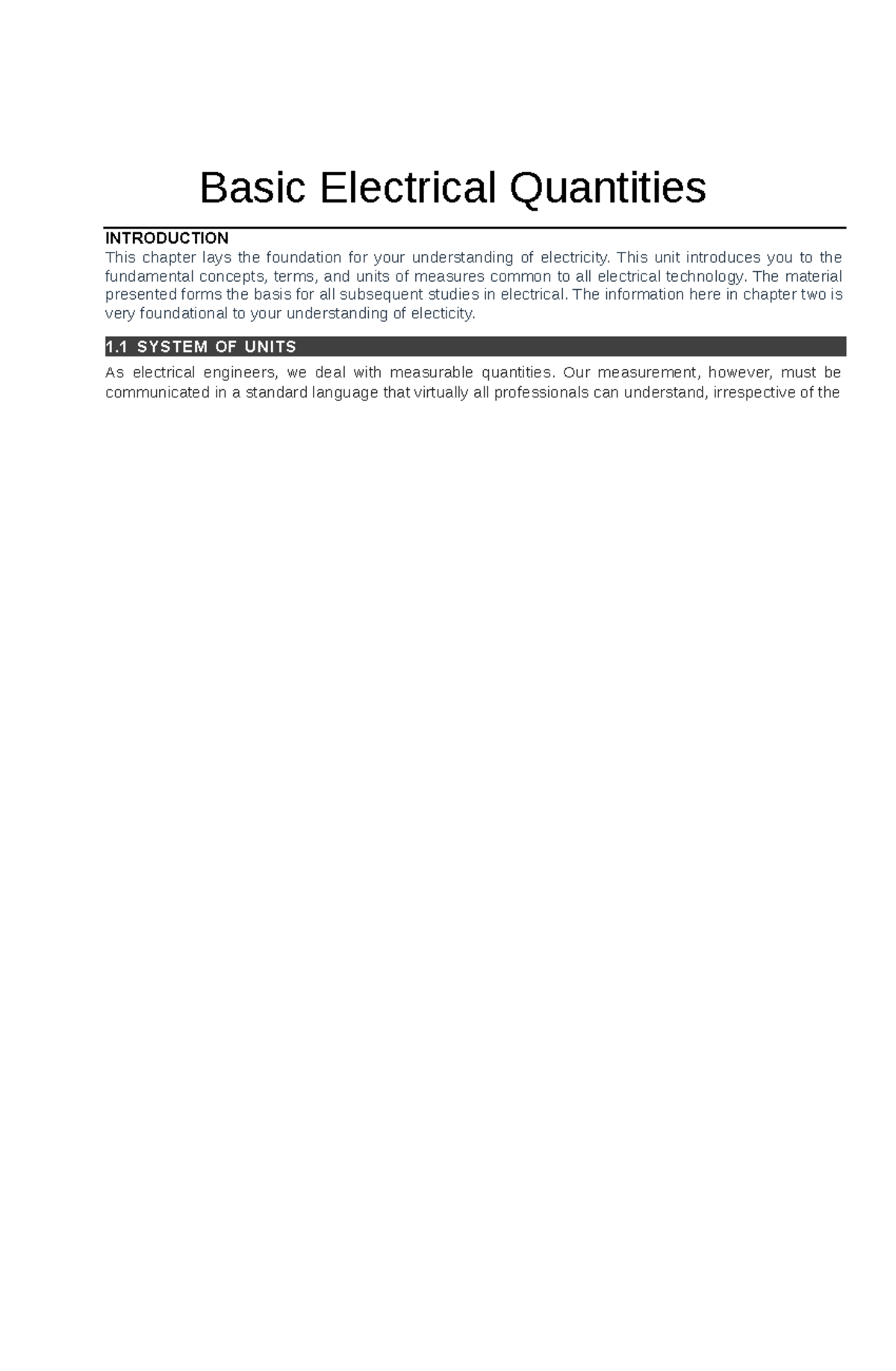 Basic Electrical Quantities: Understanding Fundamental Concepts and ...