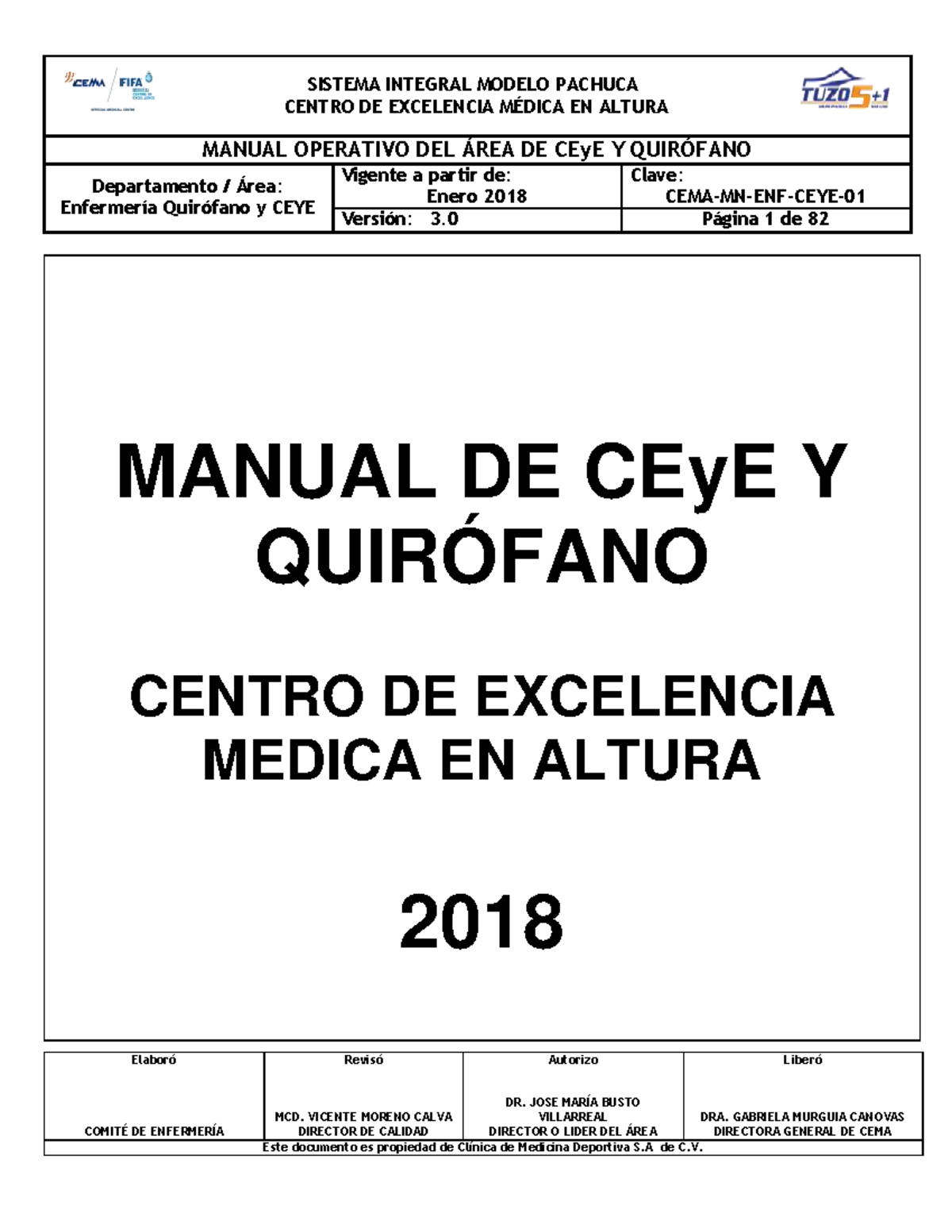 CEMA-MN-ENF-CEYE-01 V.3.0 Manual de Quirófano y CEyE (2018) - Studocu