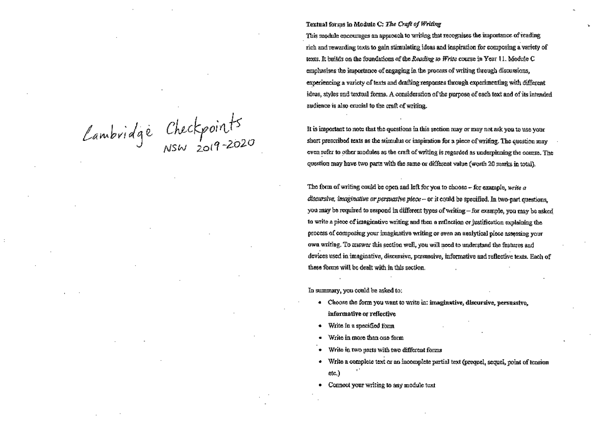 Module C: The Craft of Writing - Cambridge Checkpoints Guide - Studocu